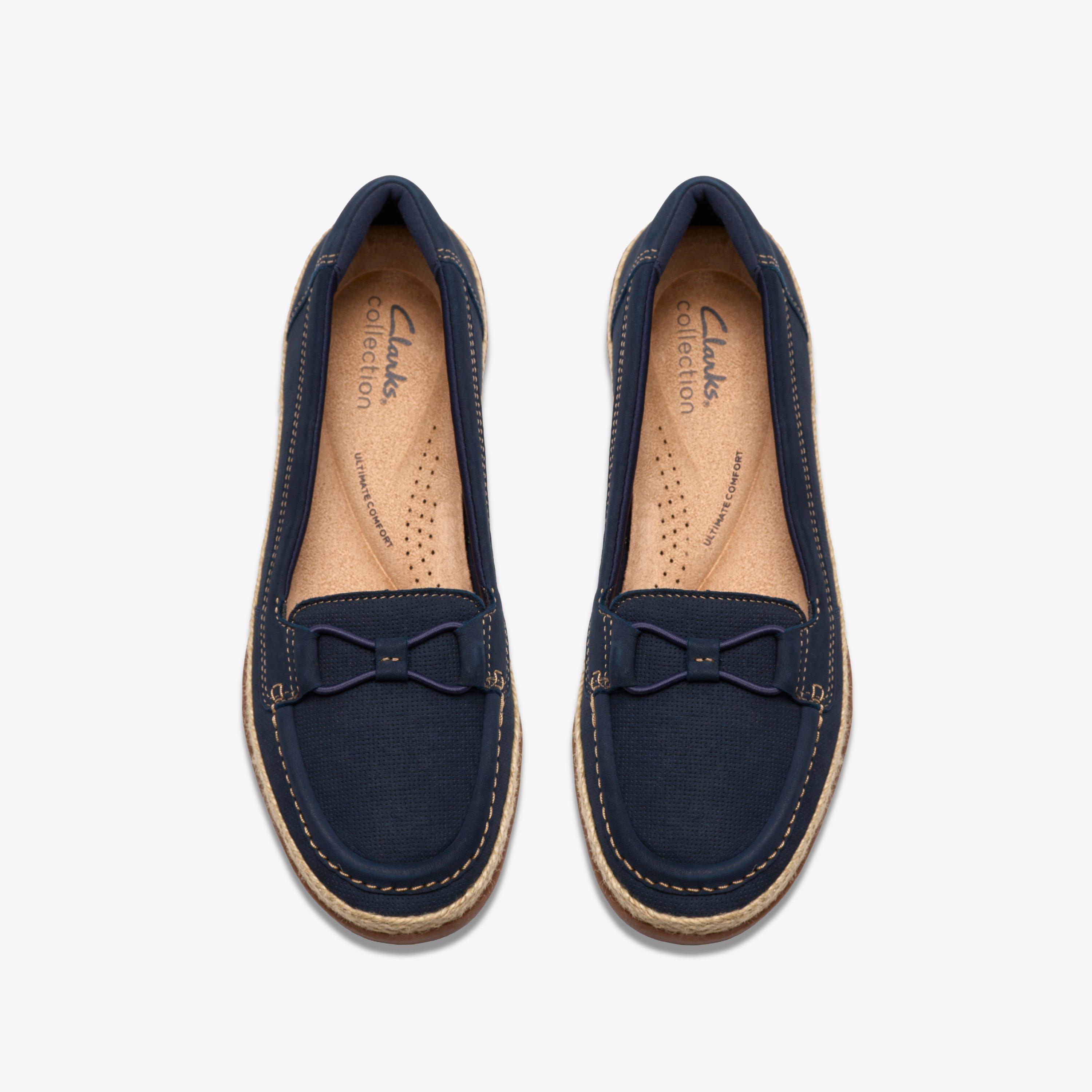 Womens Elaina Milly Navy Nubuck Loafers, Slip Ons | Clarks Outlet