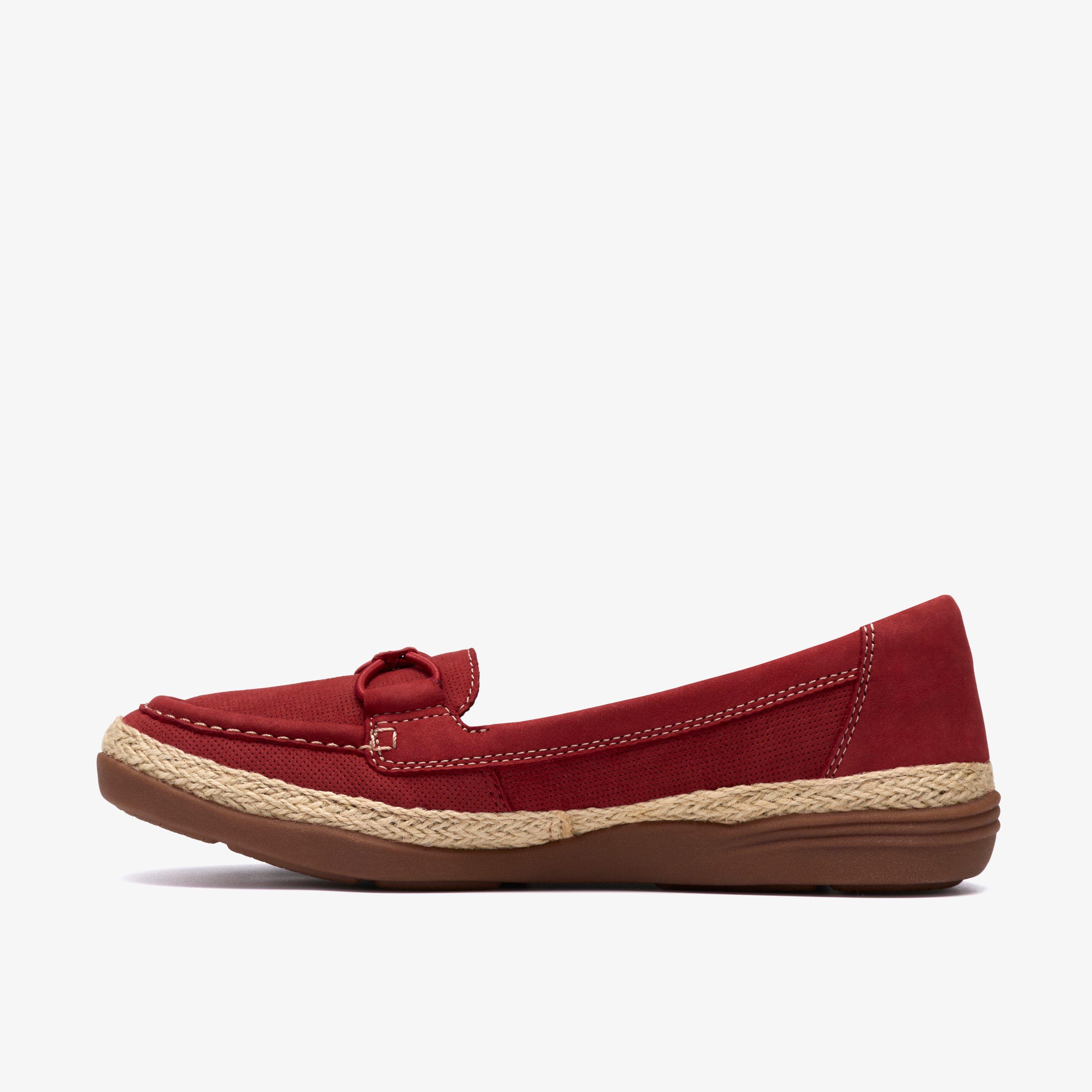 Womens Elaina Milly Red Nubuck Loafers, Slip Ons | Clarks Outlet