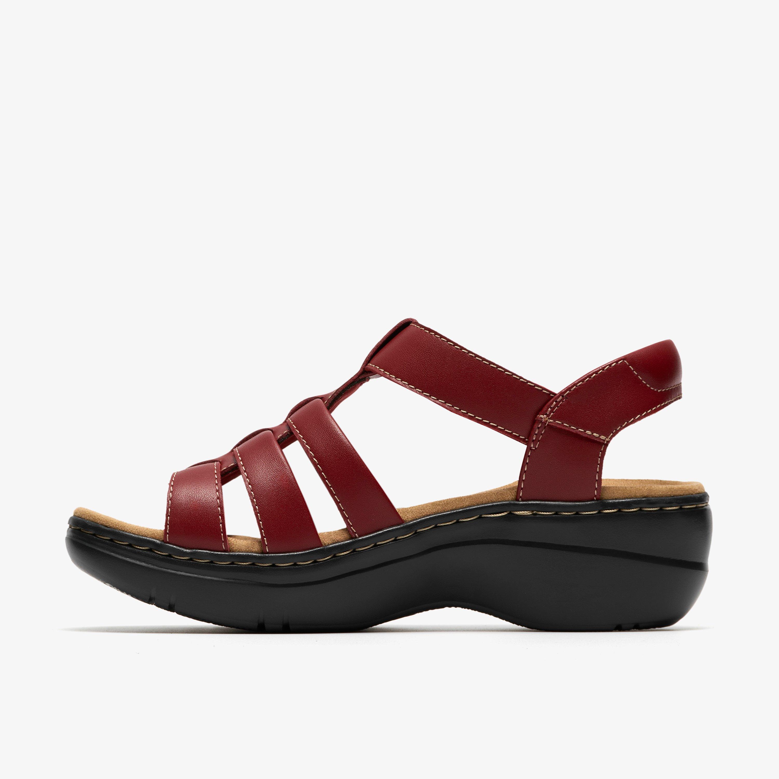 Womens Merliah2 Ruby Red Leather Wedges | Clarks