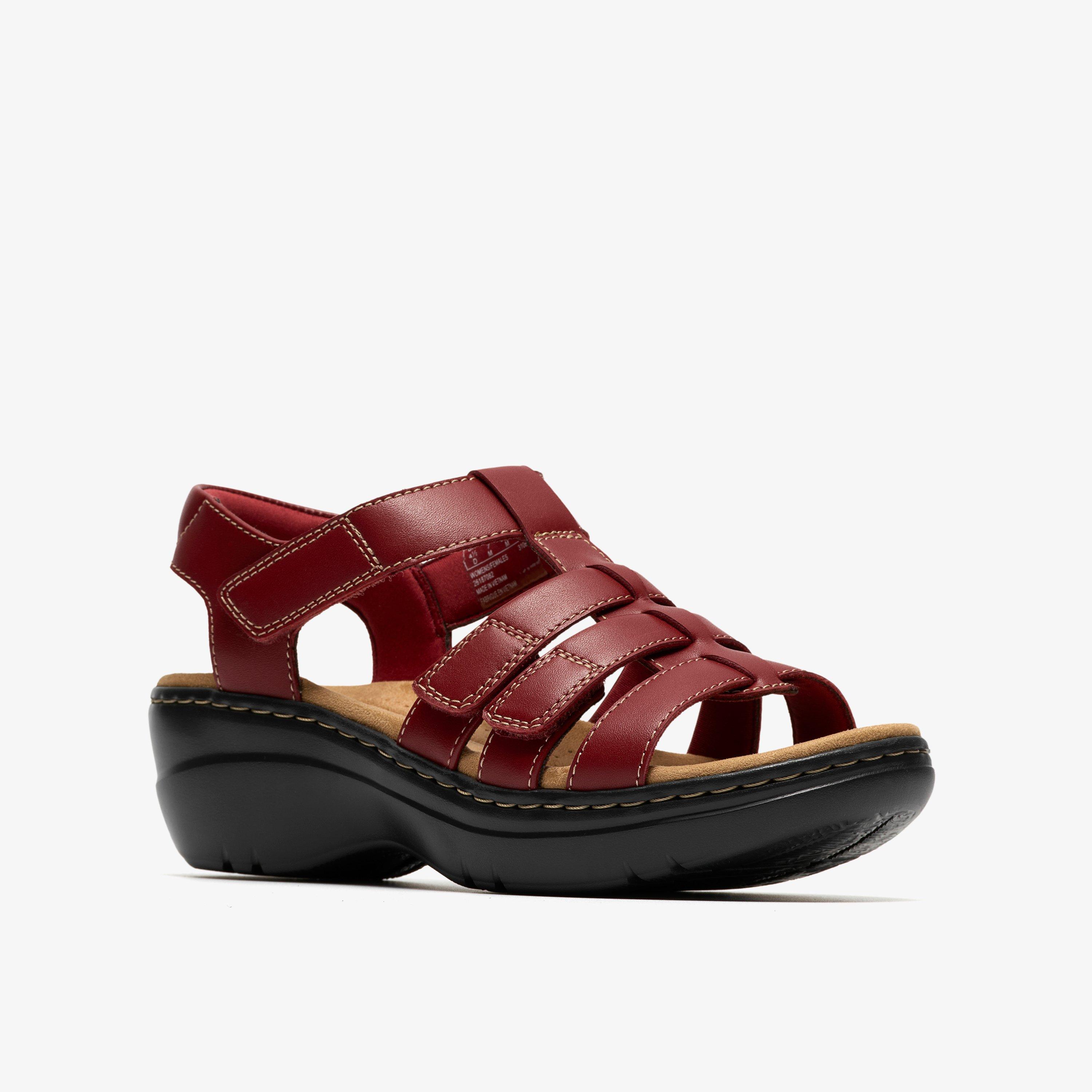 Womens Merliah2 Ruby Red Leather Wedges | Clarks