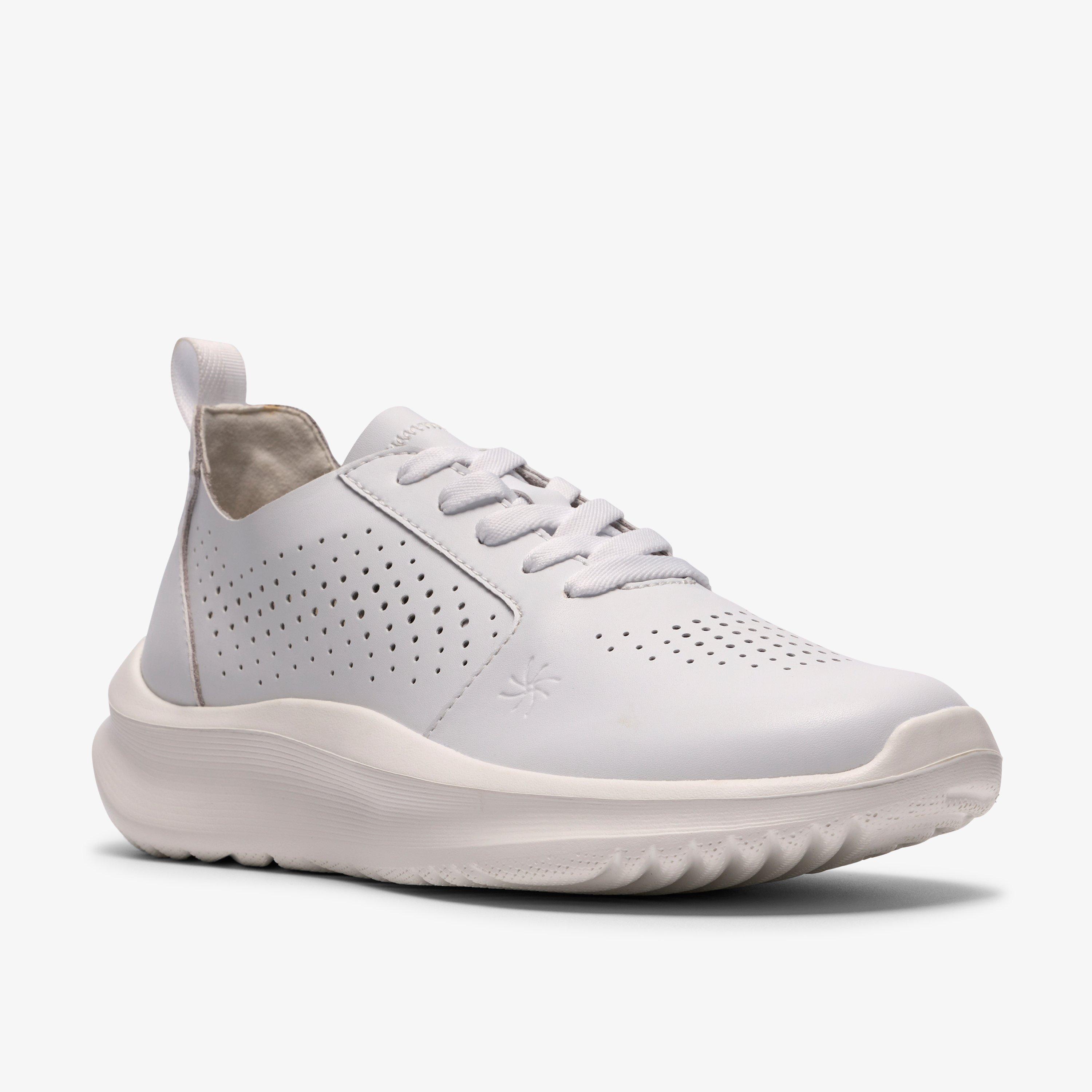 Womens Solevana Style White Leather Sneakers | Clarks