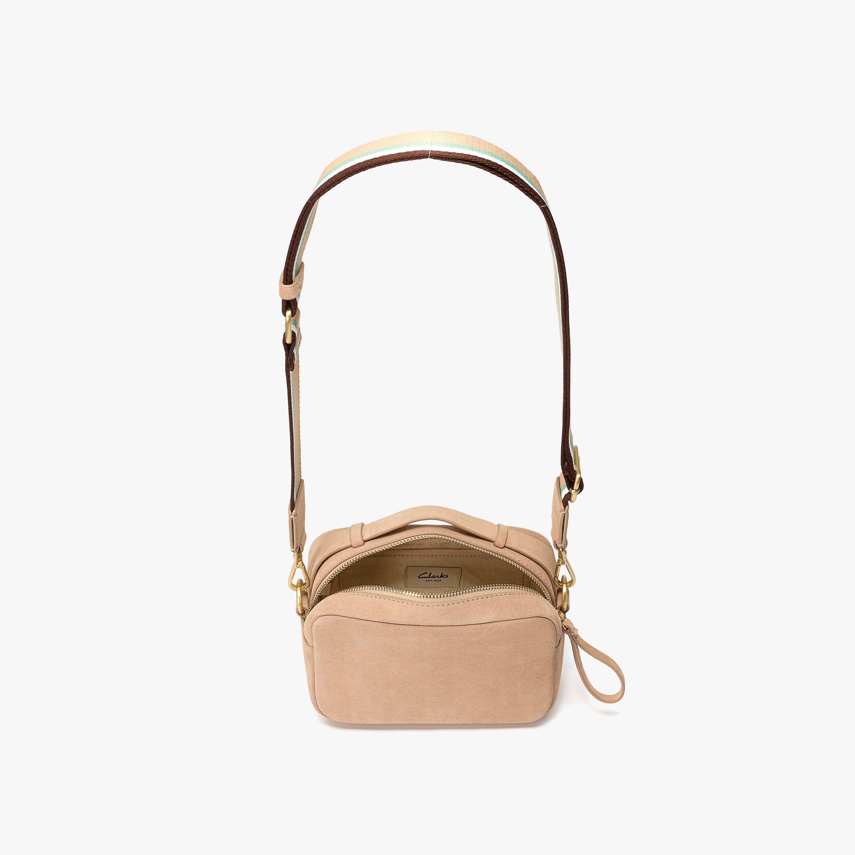 Womens Camera Cross Taupe Suede Shoulder Bag, Cross Body Bag | Clarks UK