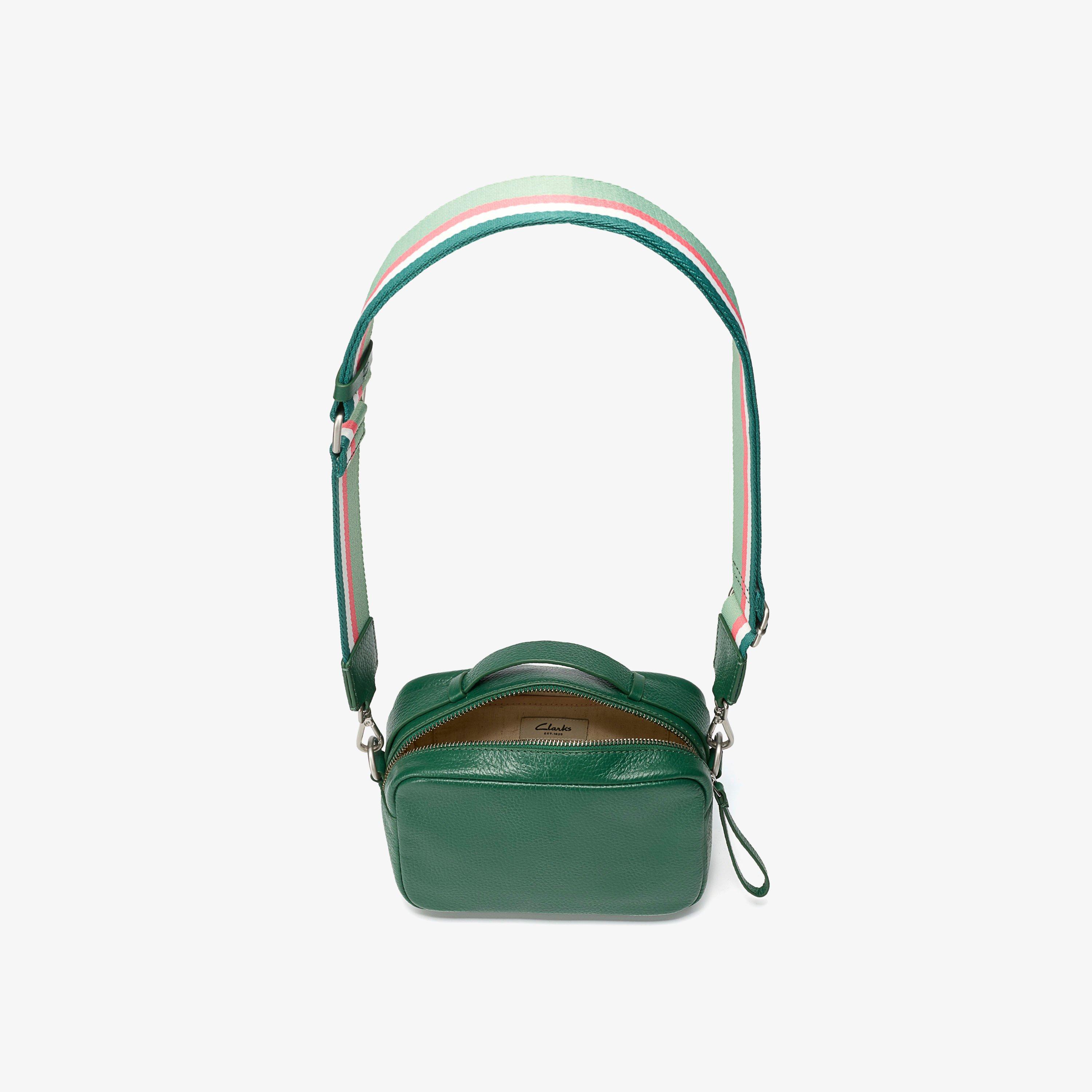 Womens Camera Cross Green Leather Shoulder Bag, Cross Body Bag | Clarks UK