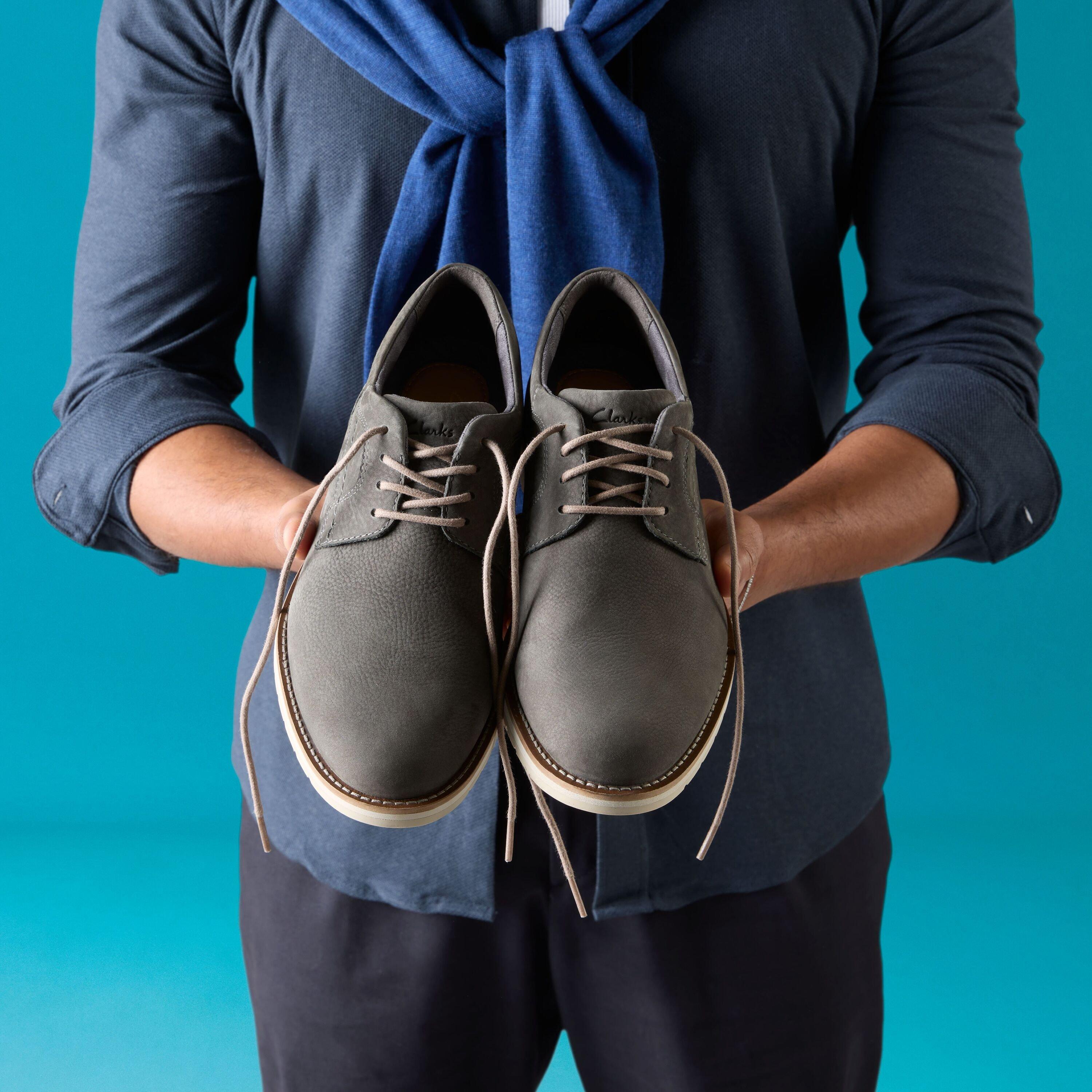 Mens Monahan Plain Stone Nubuck Oxfords | Clarks