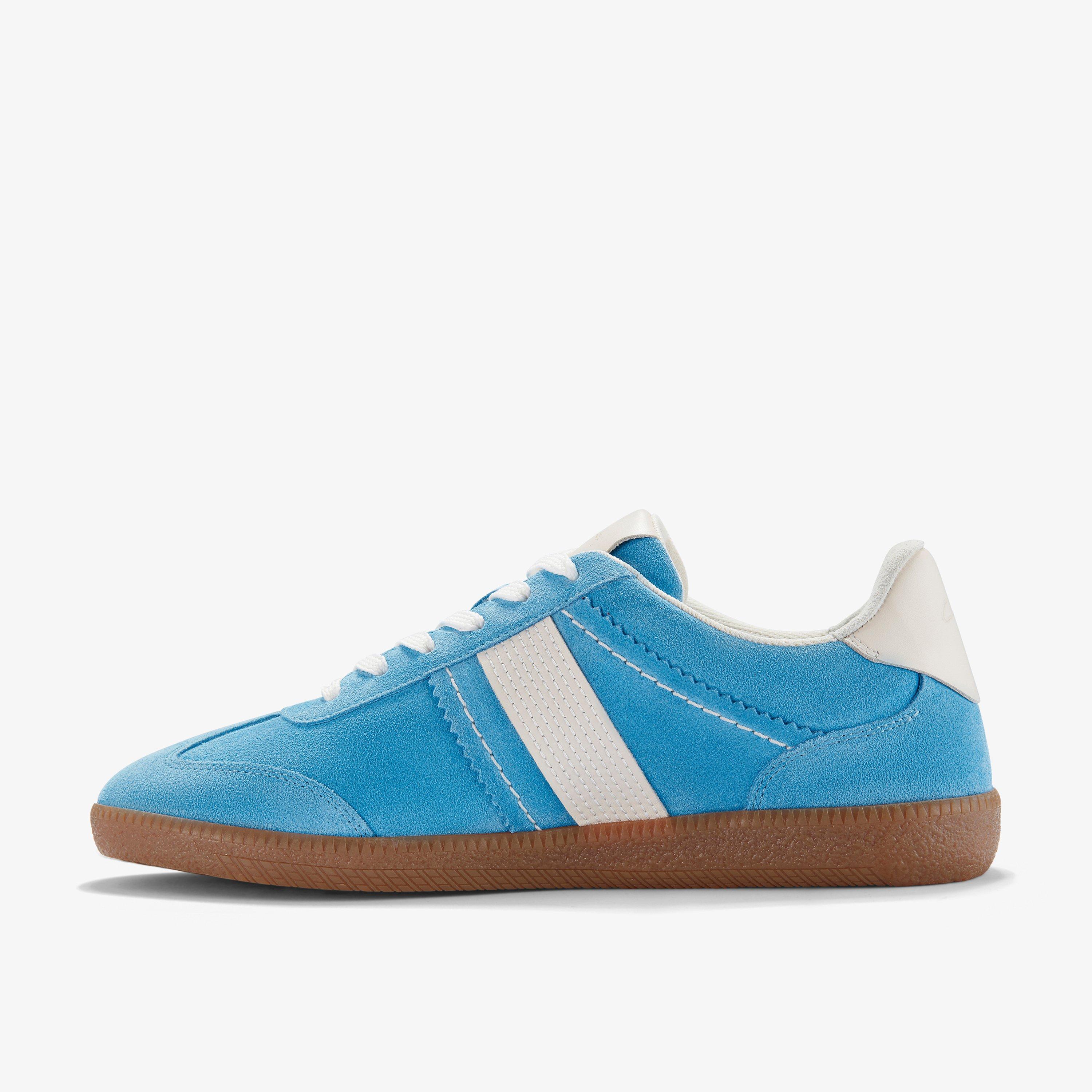 Scarpe da ginnastica con lacci in pelle scamosciata blu chiaro da donna ...
