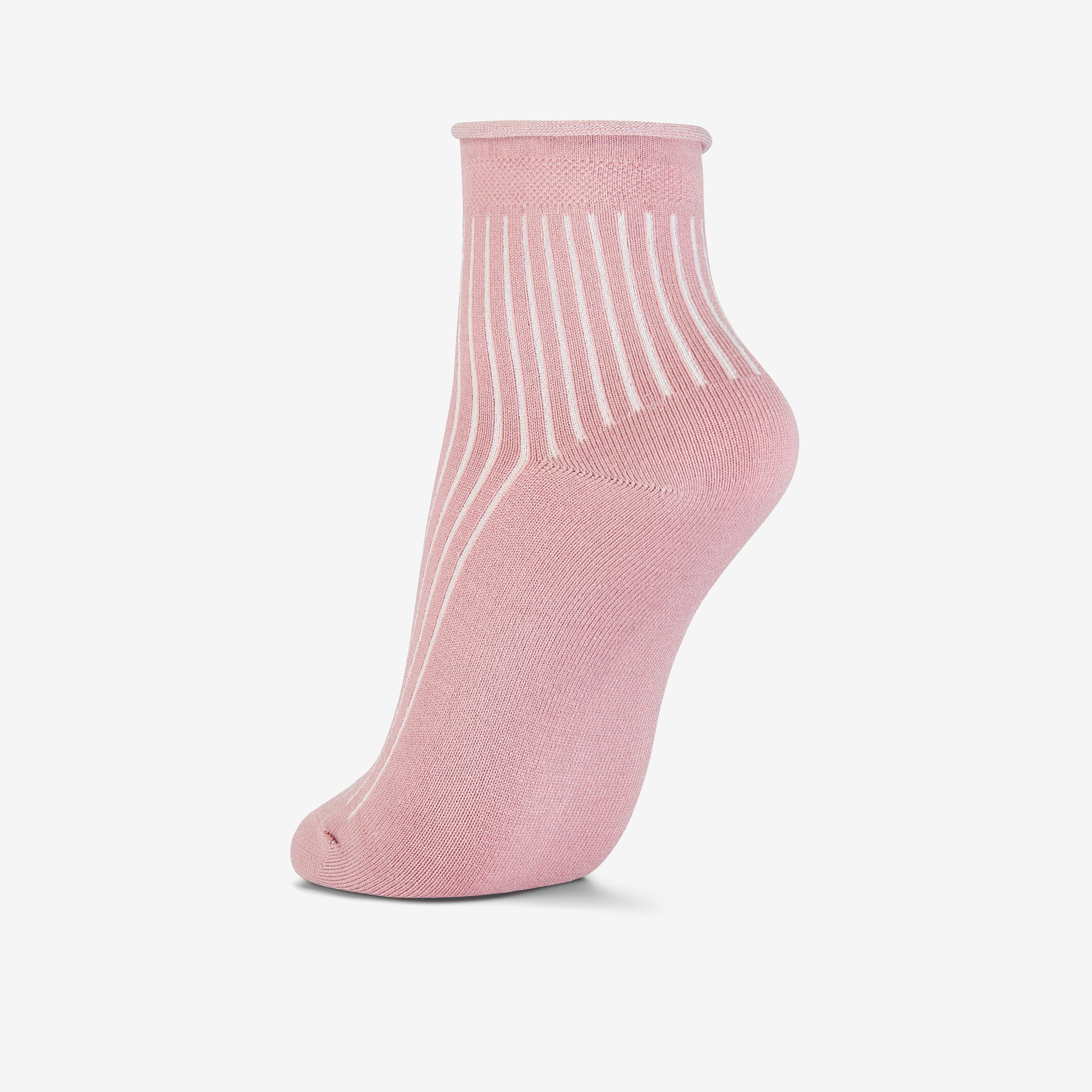 Womens Ribbed Roll Top Mauve Socks | Clarks