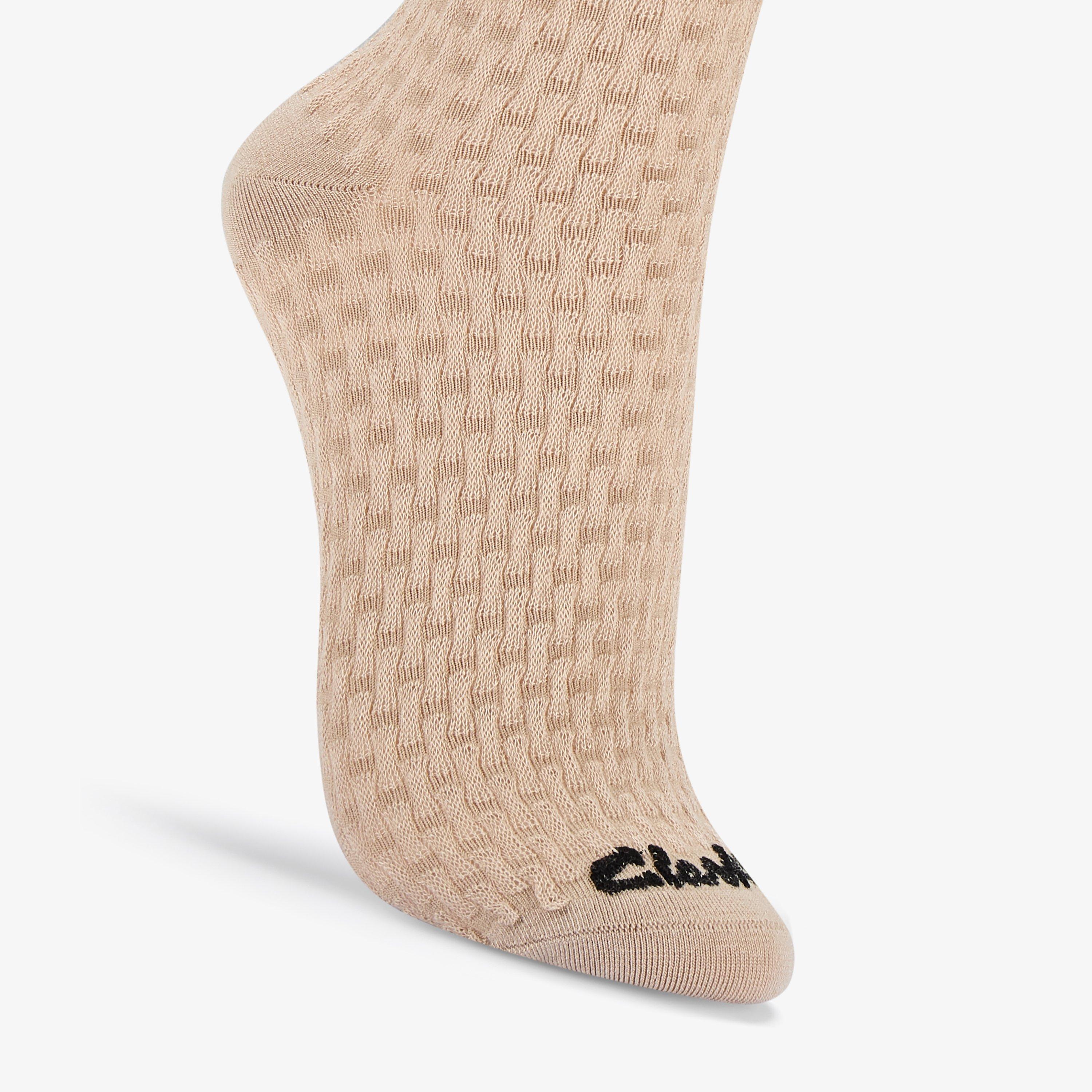 Womens Basket Weave Crew Khaki Socks | Clarks