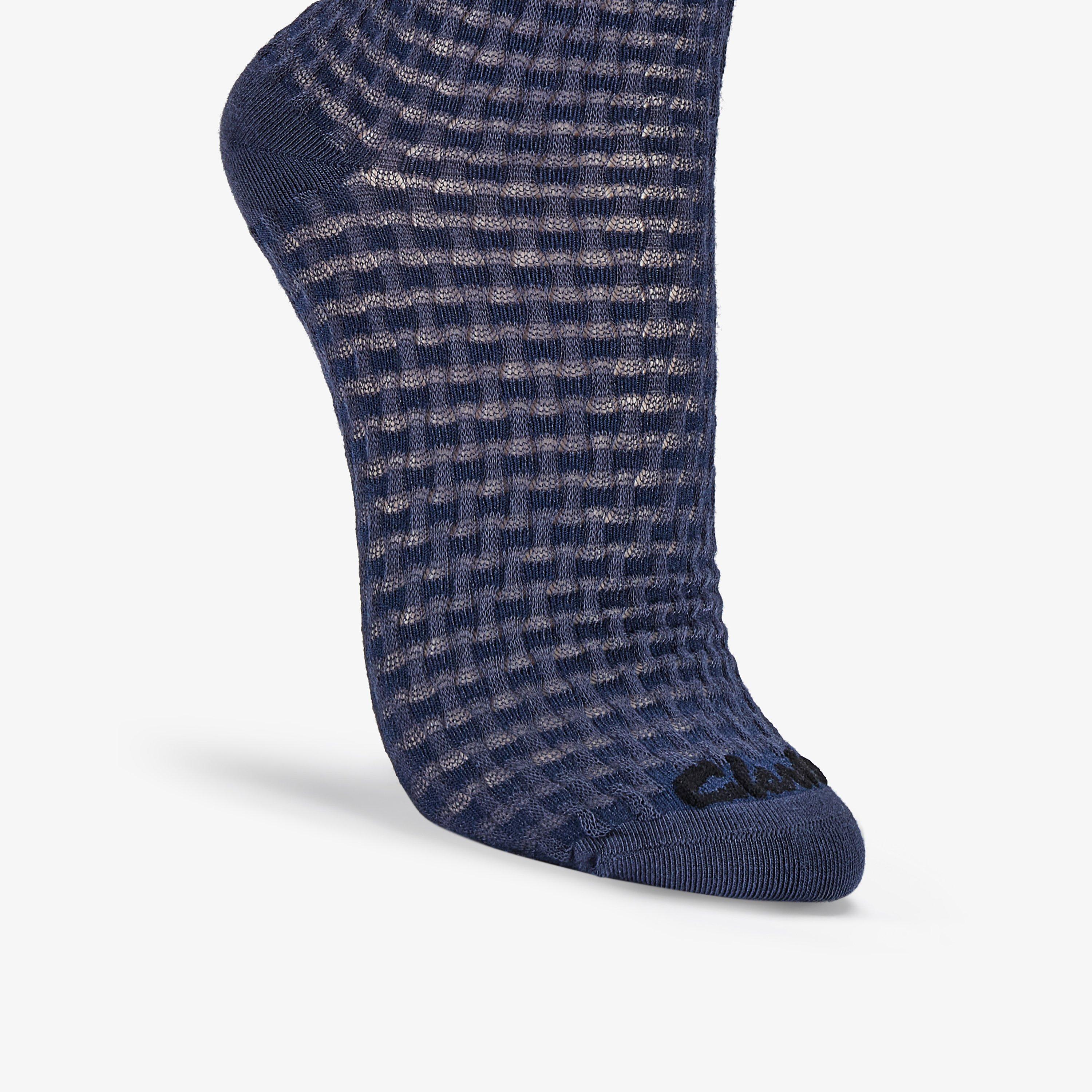 Womens Basket Weave Crew Navy Socks | Clarks