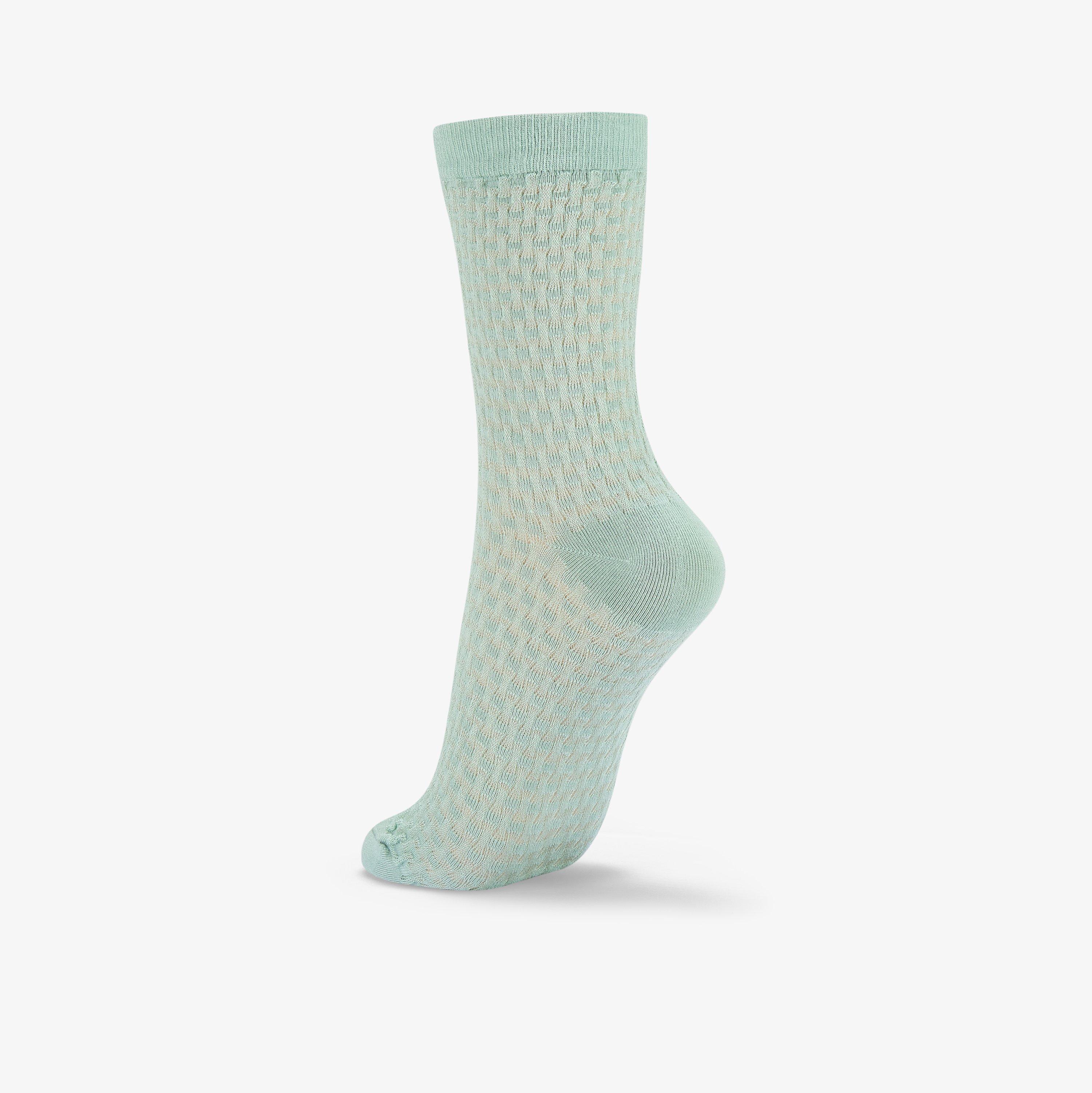Womens Basket Weave Crew Sage Socks | Clarks