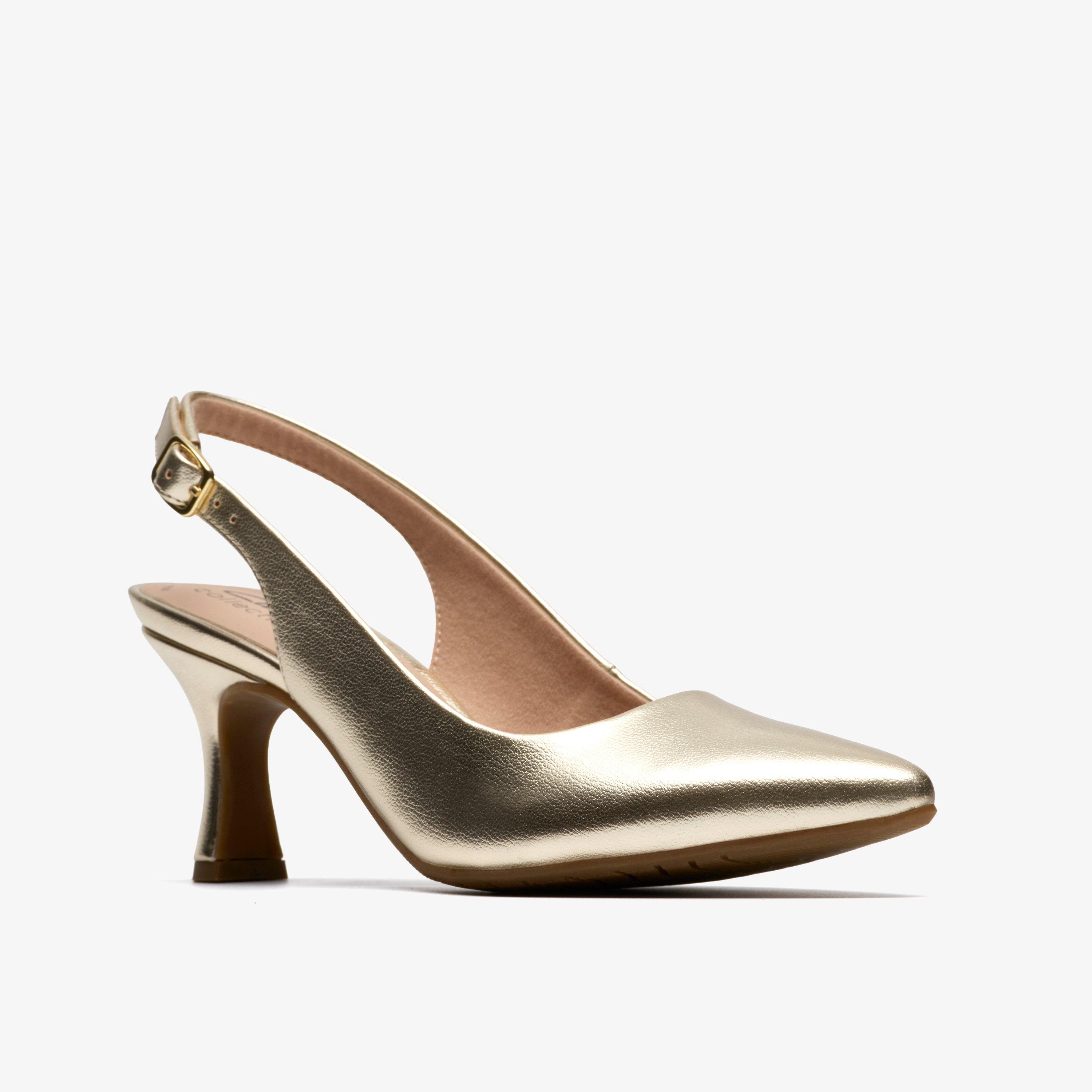 Womens Kataleyna Step Gold Heels, Sling Back | Clarks Outlet