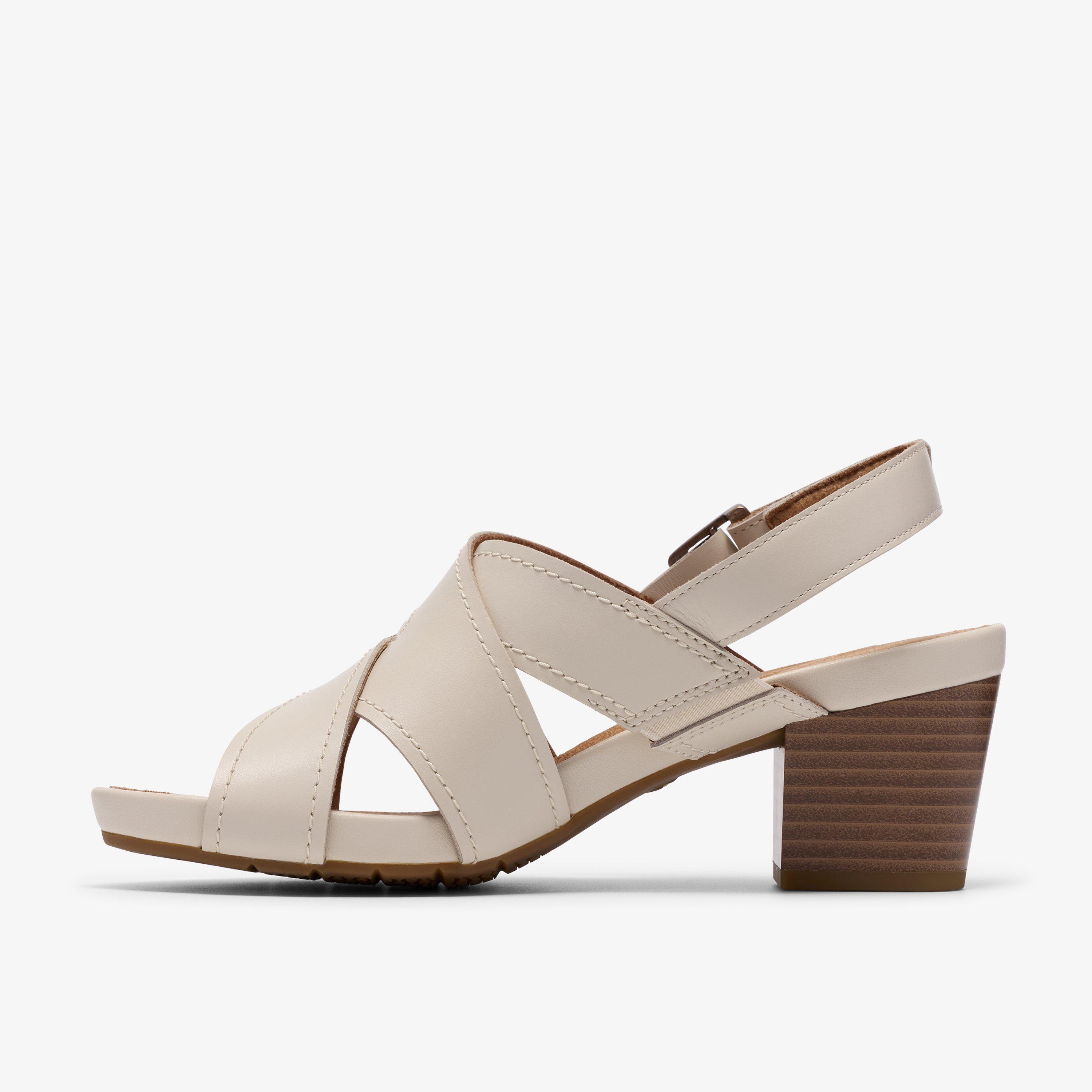 Womens Kymber Shine Cream Leather Heeled Sandals | Clarks UK