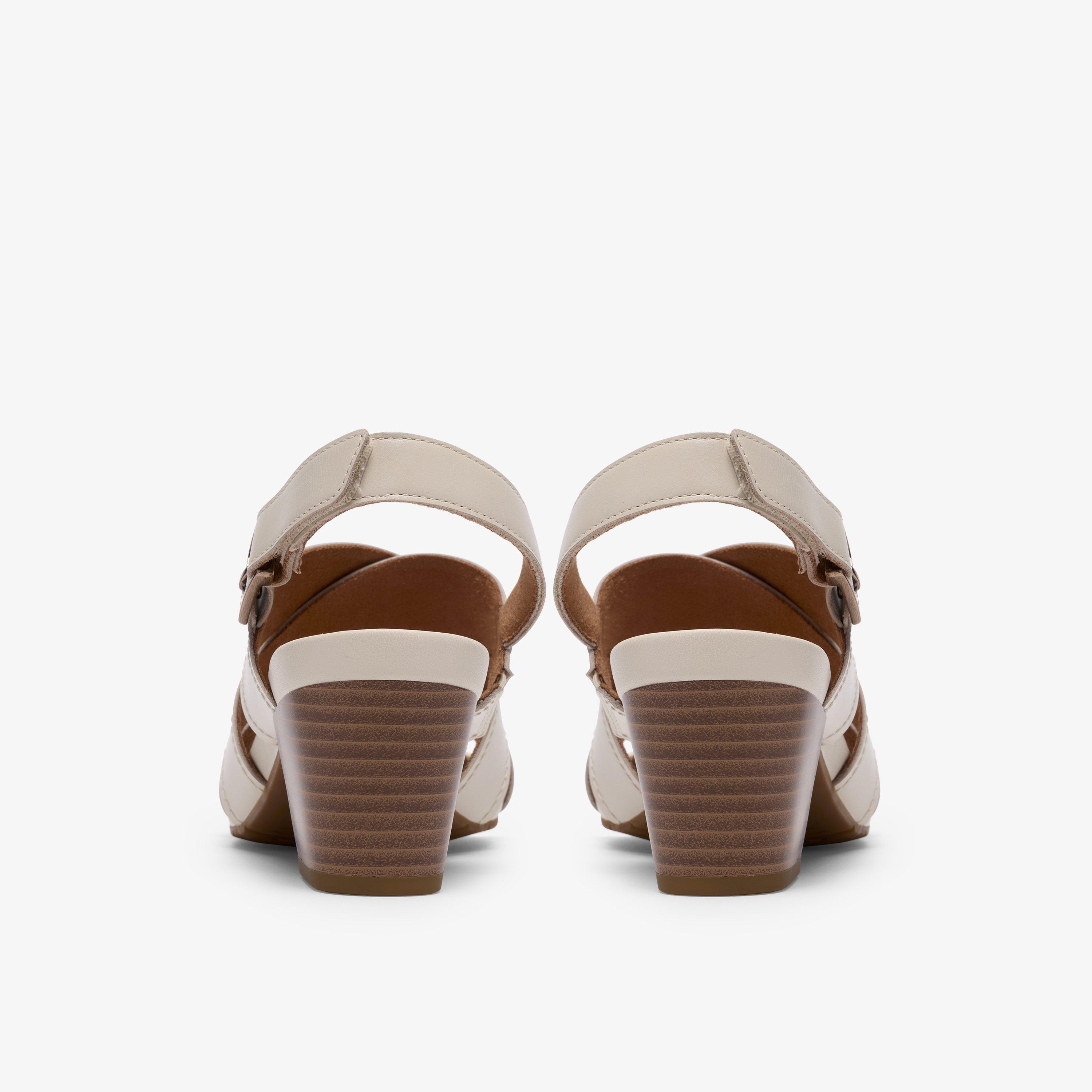 Womens Kymber Shine Cream Leather Heeled Sandals | Clarks UK