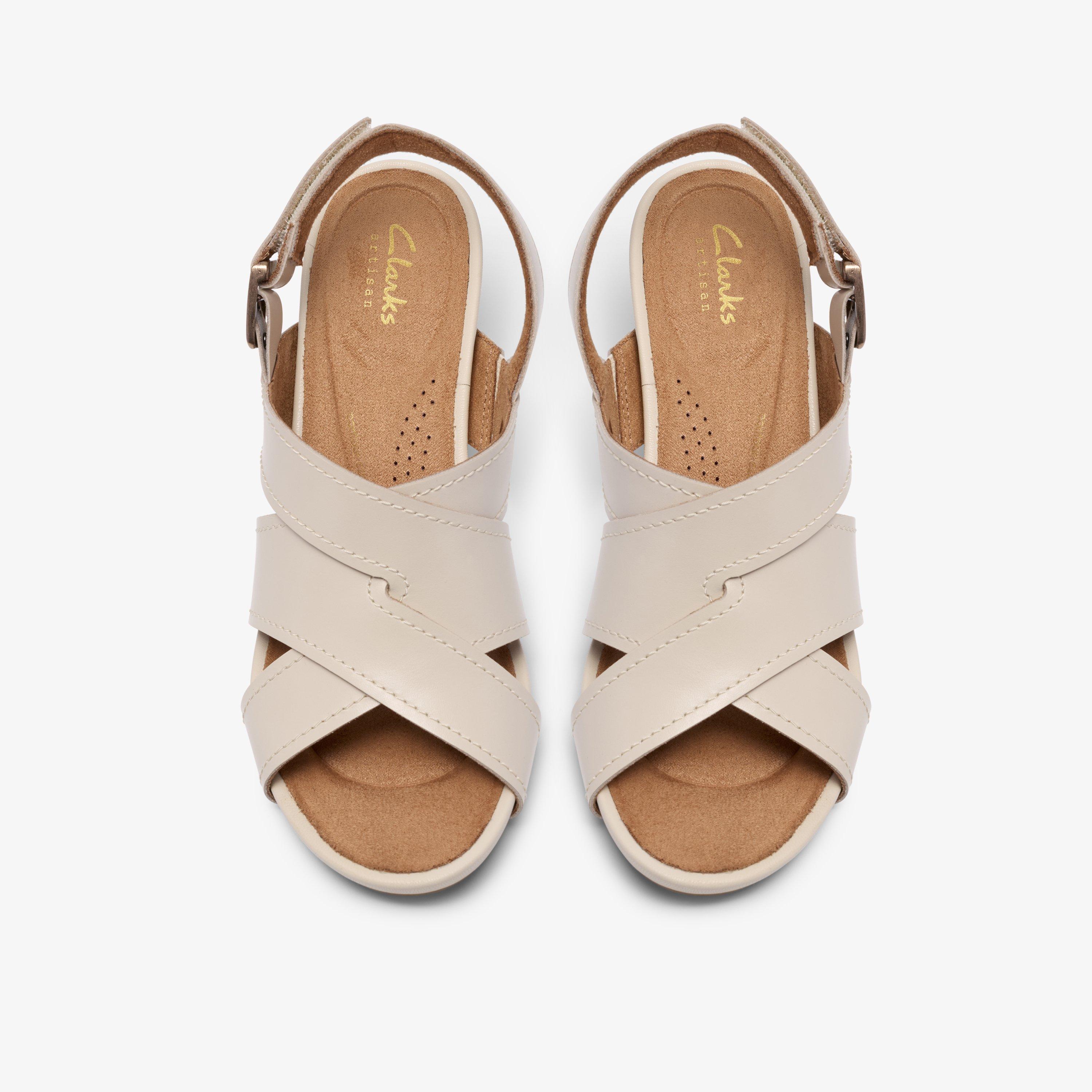 Womens Kymber Shine Cream Leather Heeled Sandals | Clarks UK