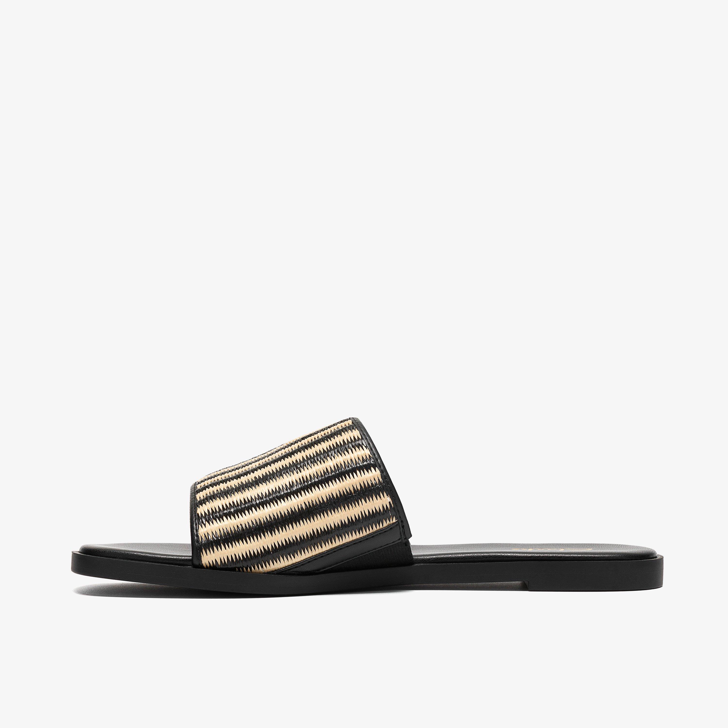 Womens Erisia Strap2 Black Interest Flat Sandals | Clarks