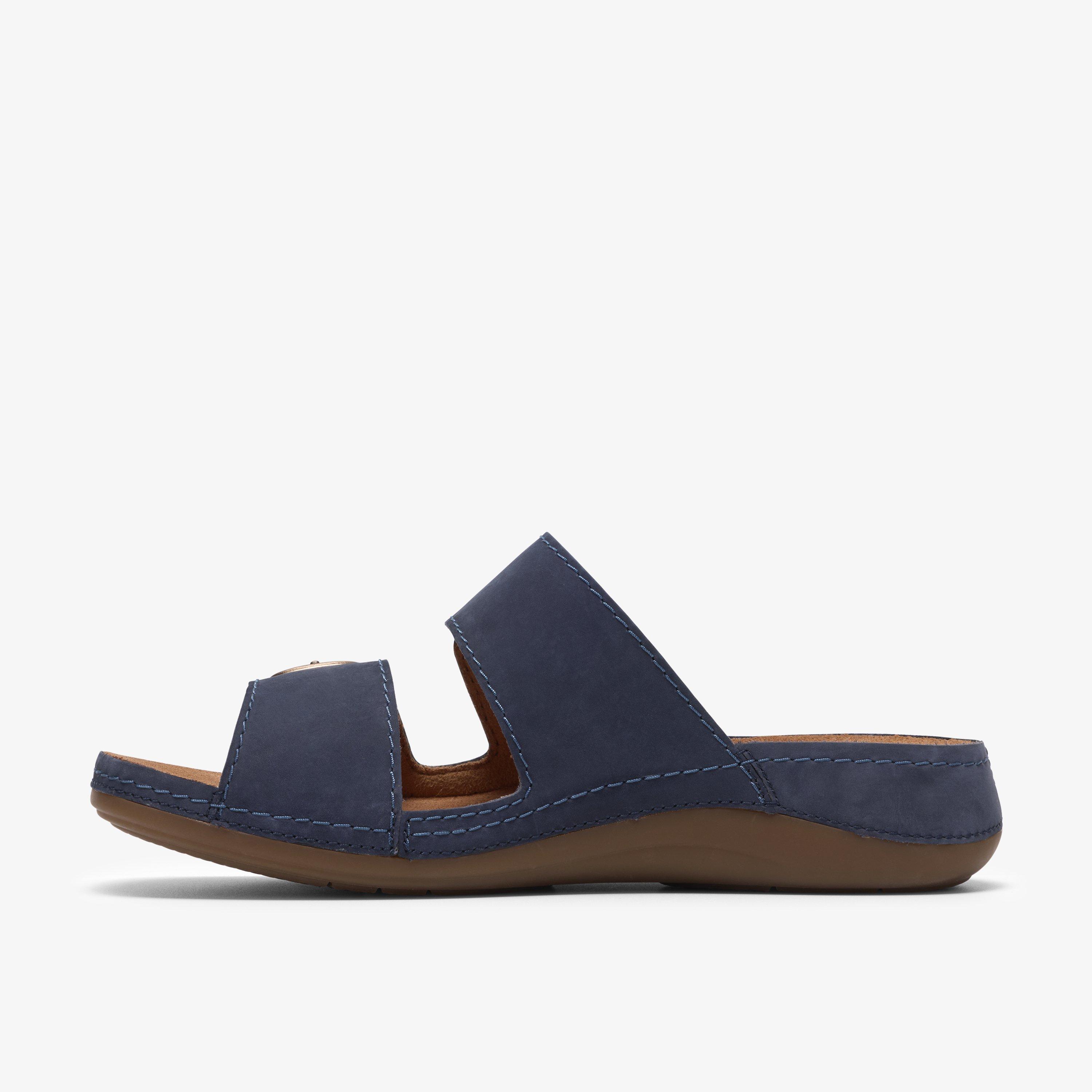 Womens Cecily Step Navy Nubuck Flat Sandals | Clarks
