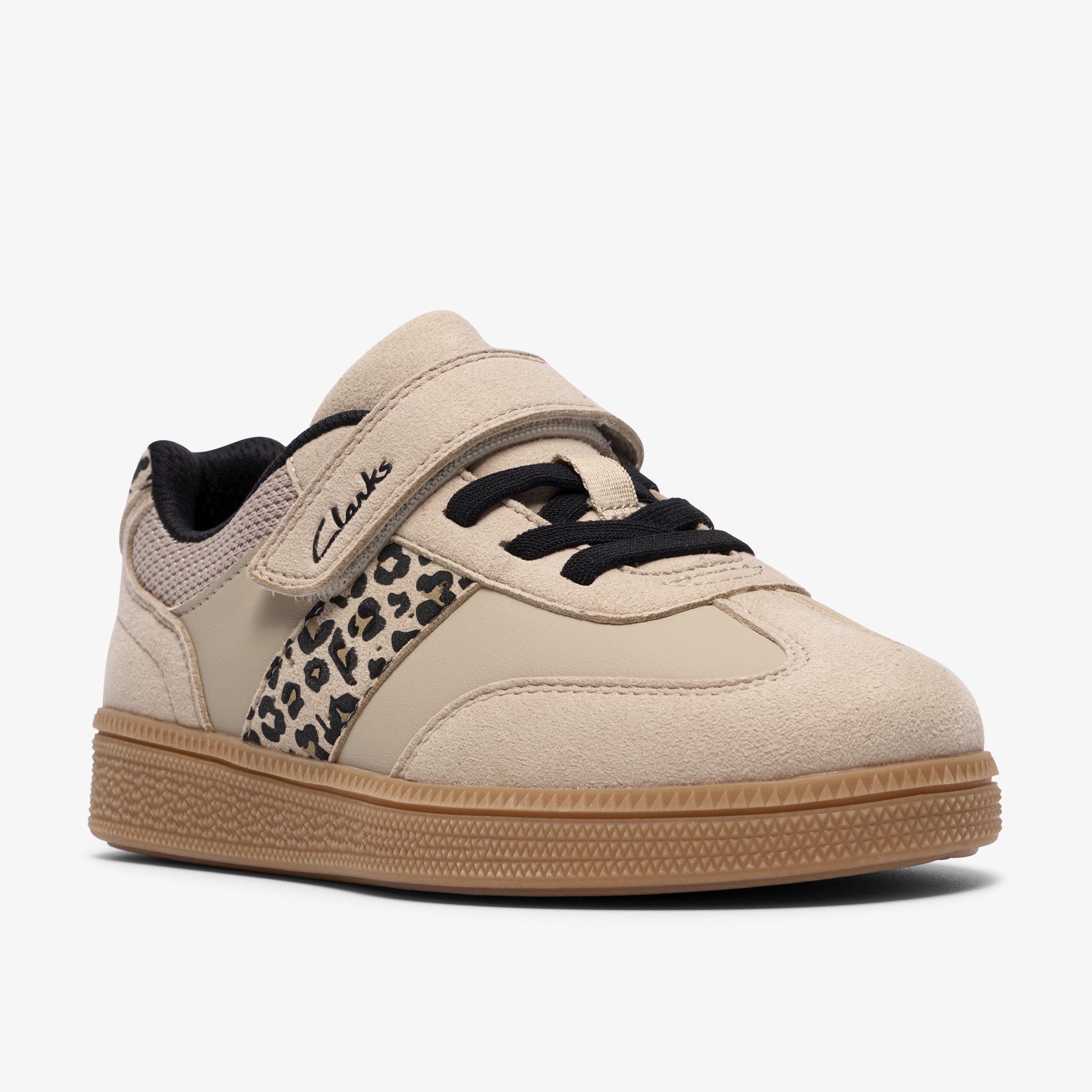 Girls Cypress Step Kid Beige Combination Trainers, Riptape | Clarks Outlet