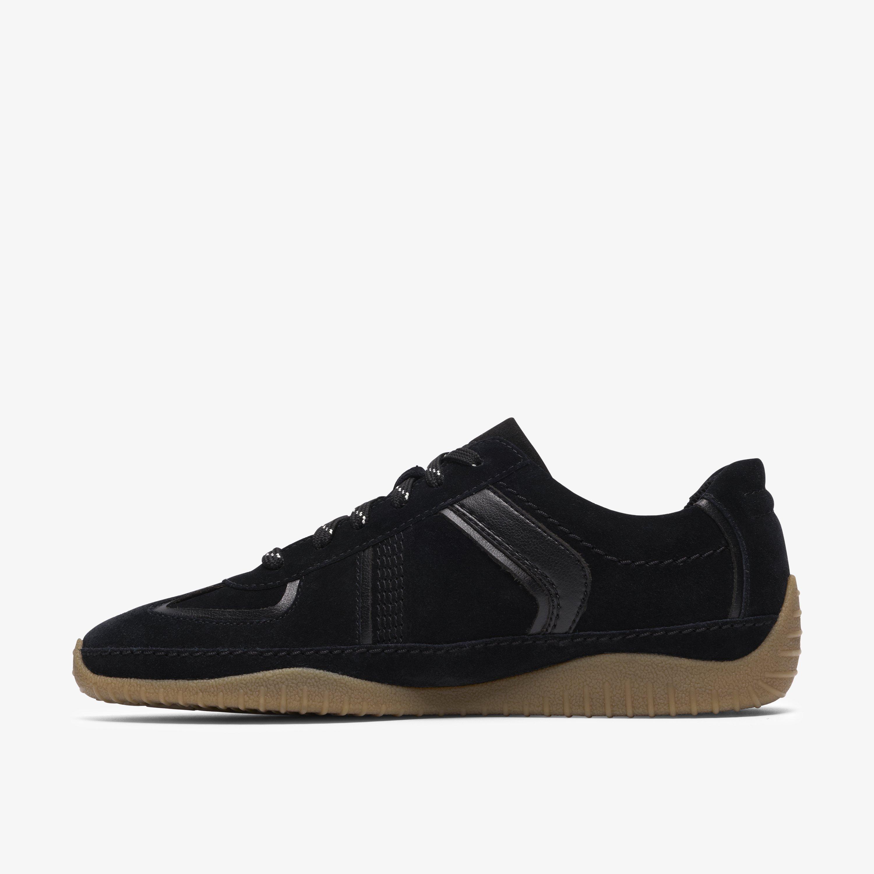 Womens Meridor Lo Black Suede Trainers | Clarks UK
