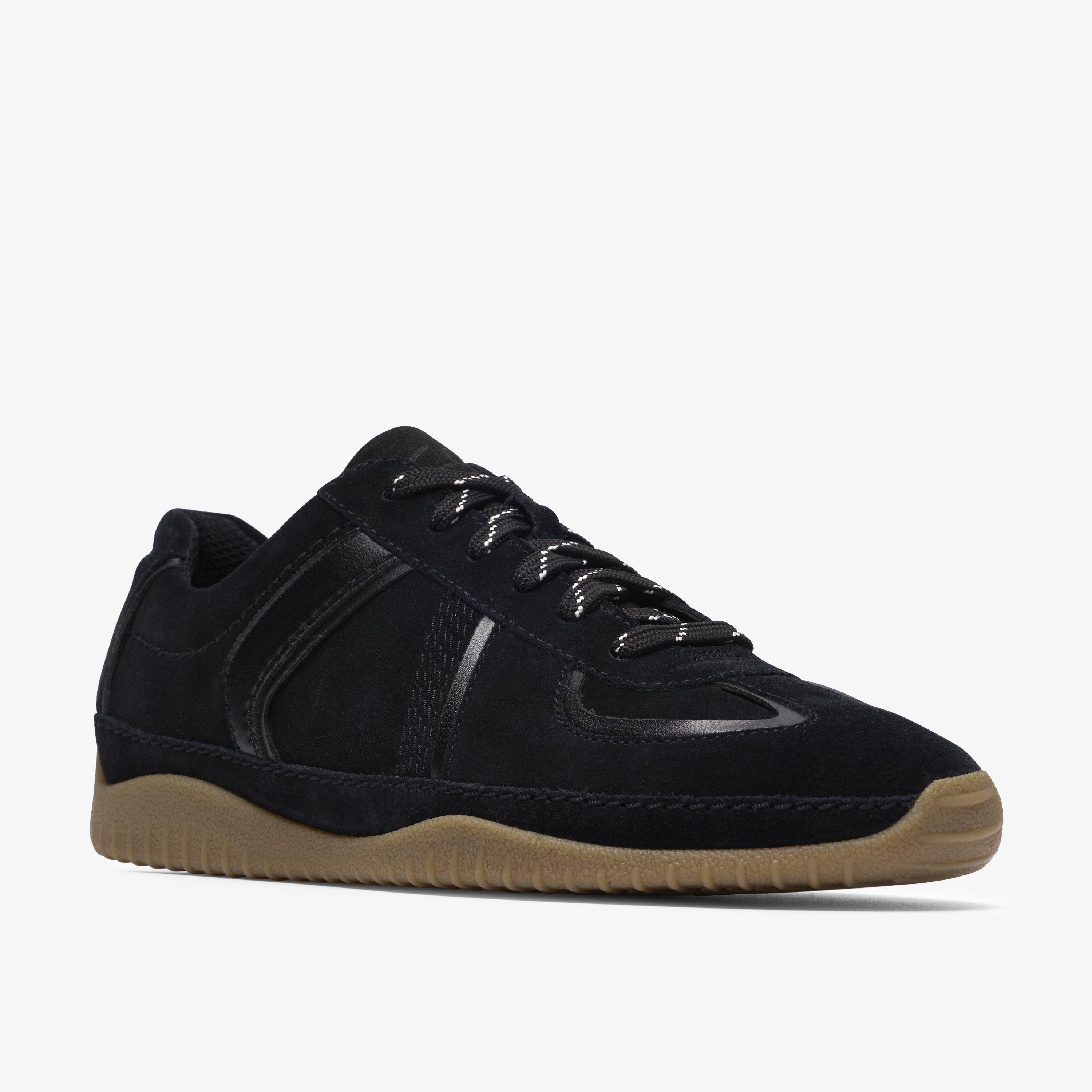 Womens Meridor Lo Black Suede Trainers | Clarks UK