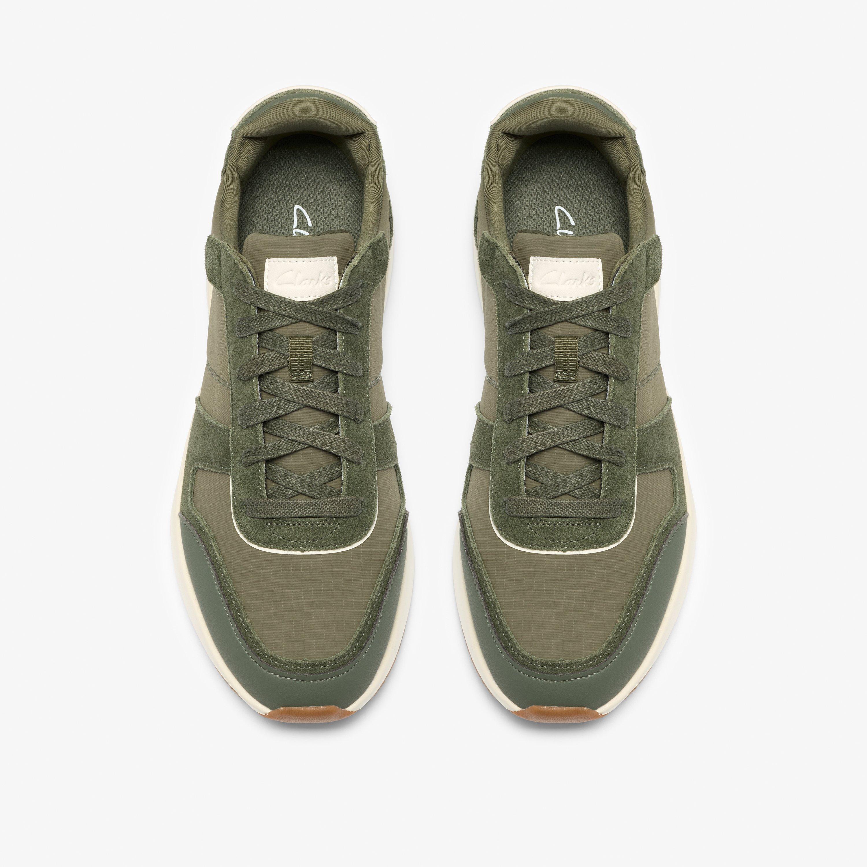 Mens Cawton Lace Green Combination Trainers | Clarks Outlet