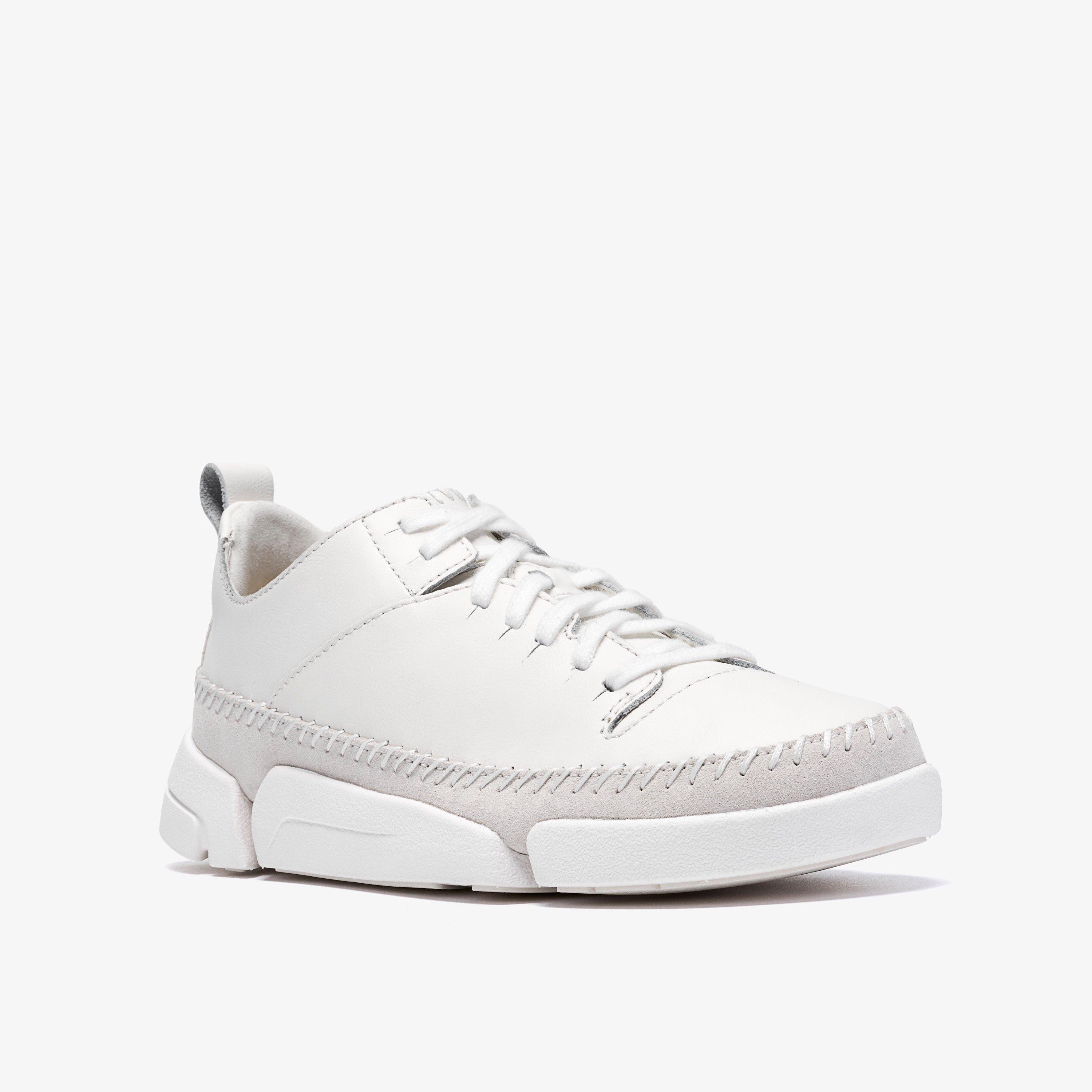 Mens Trigenic 2 Flex White Leather Trainers, Lace Up | Clarks UK