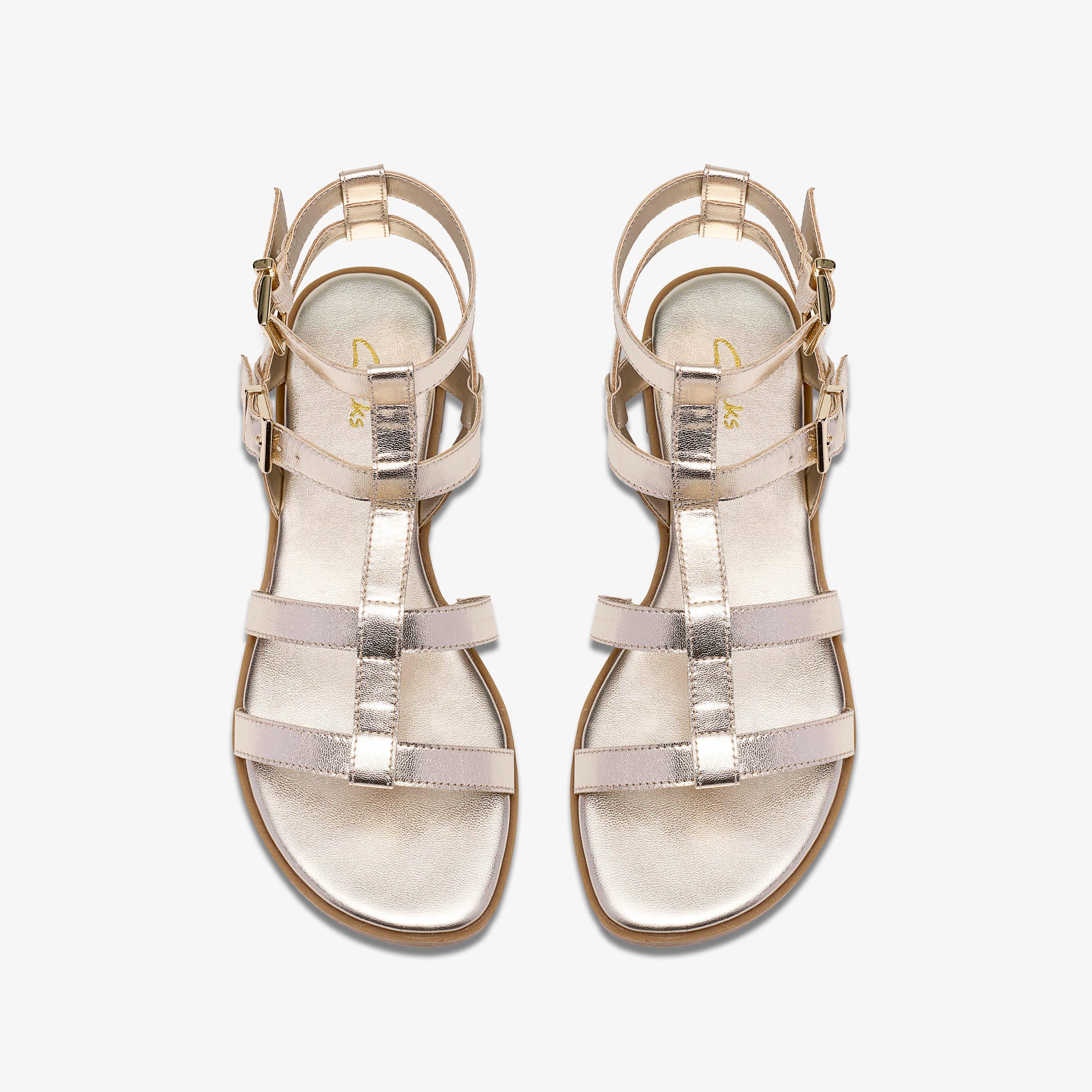 Womens Erisia Glad Gold Metallic Flat Sandals | Clarks UK