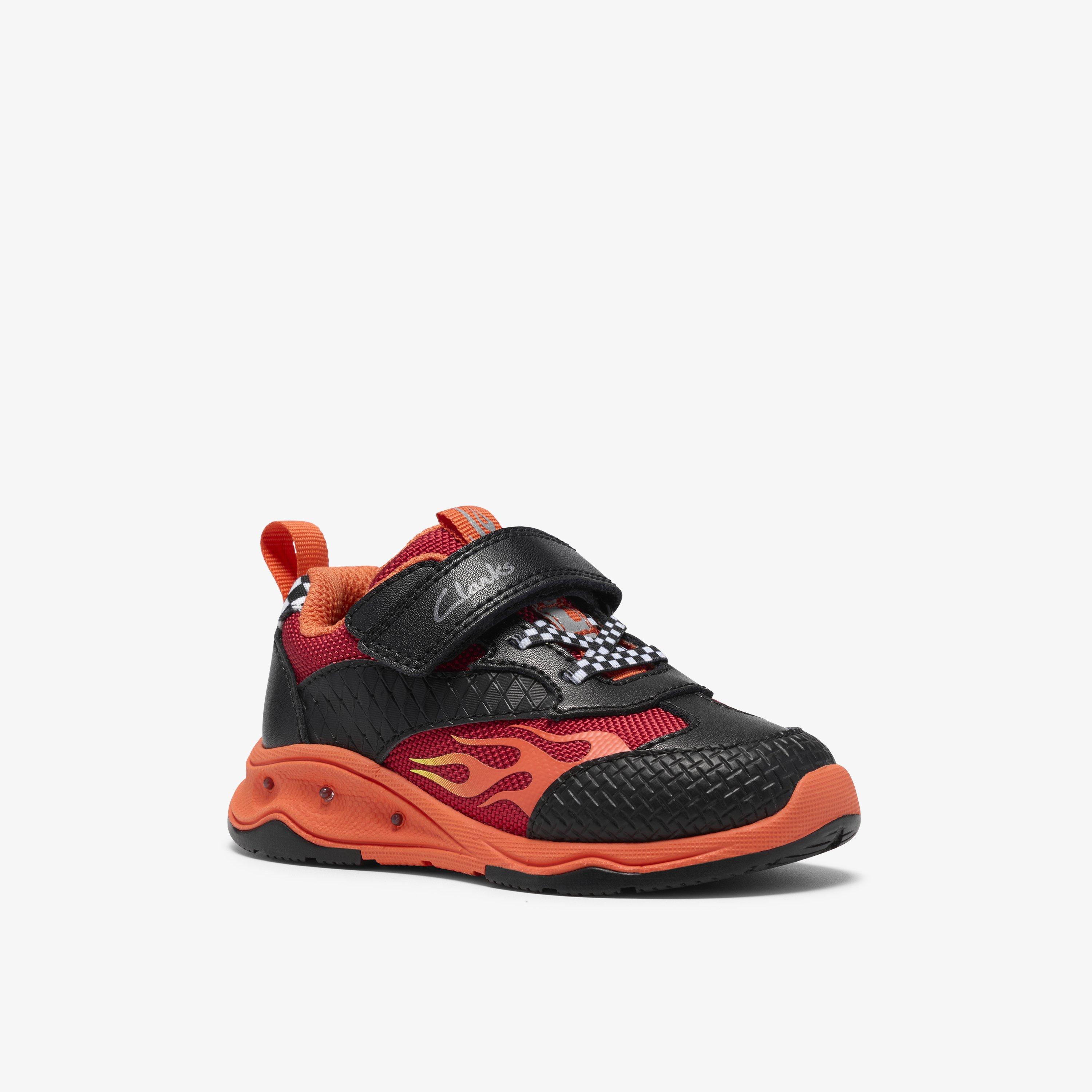 Boys Gleam Go Toddler Black/Red Trainers | Clarks