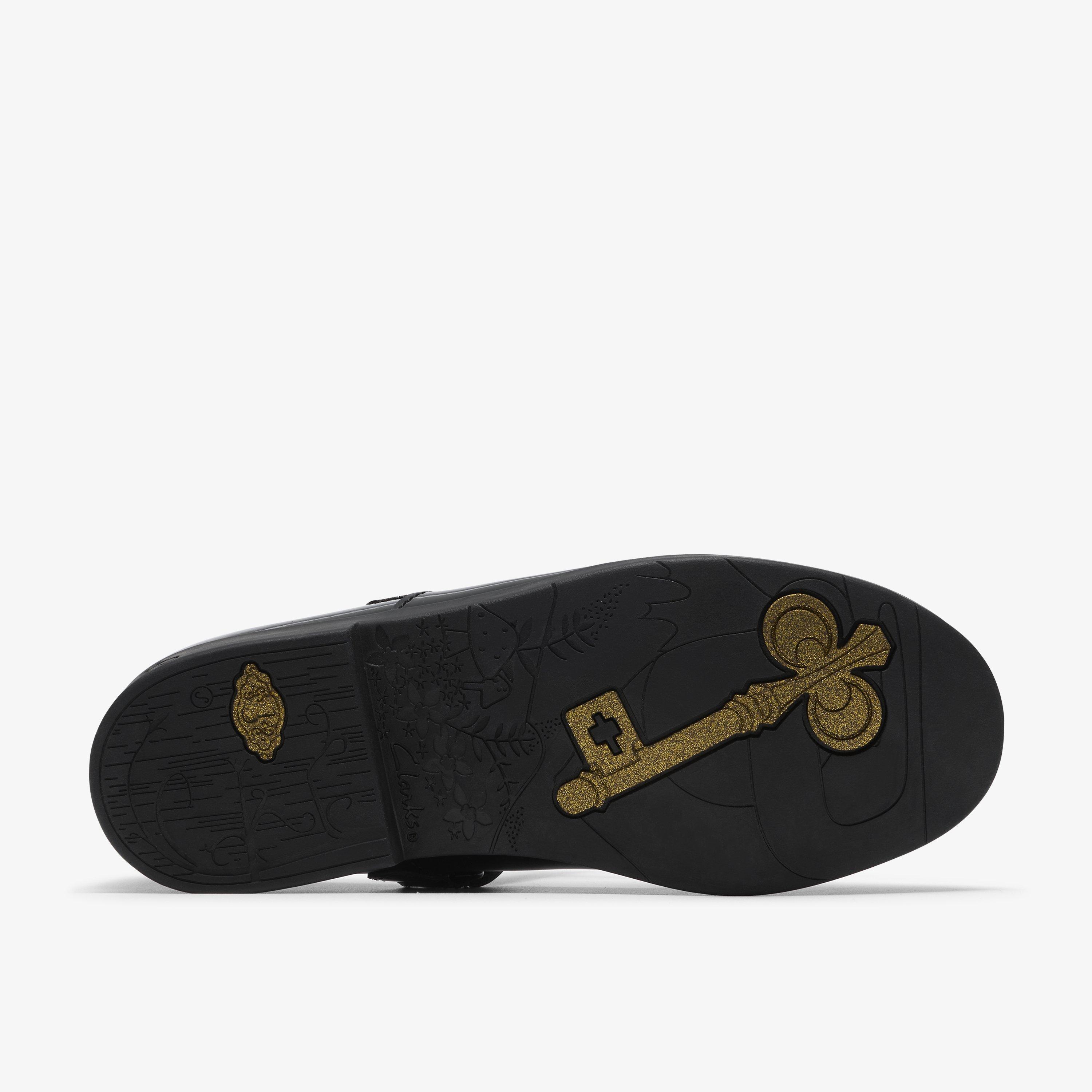 Girls Lock Wish Kid Black Patent Shoes T Bar Shoes | Clarks