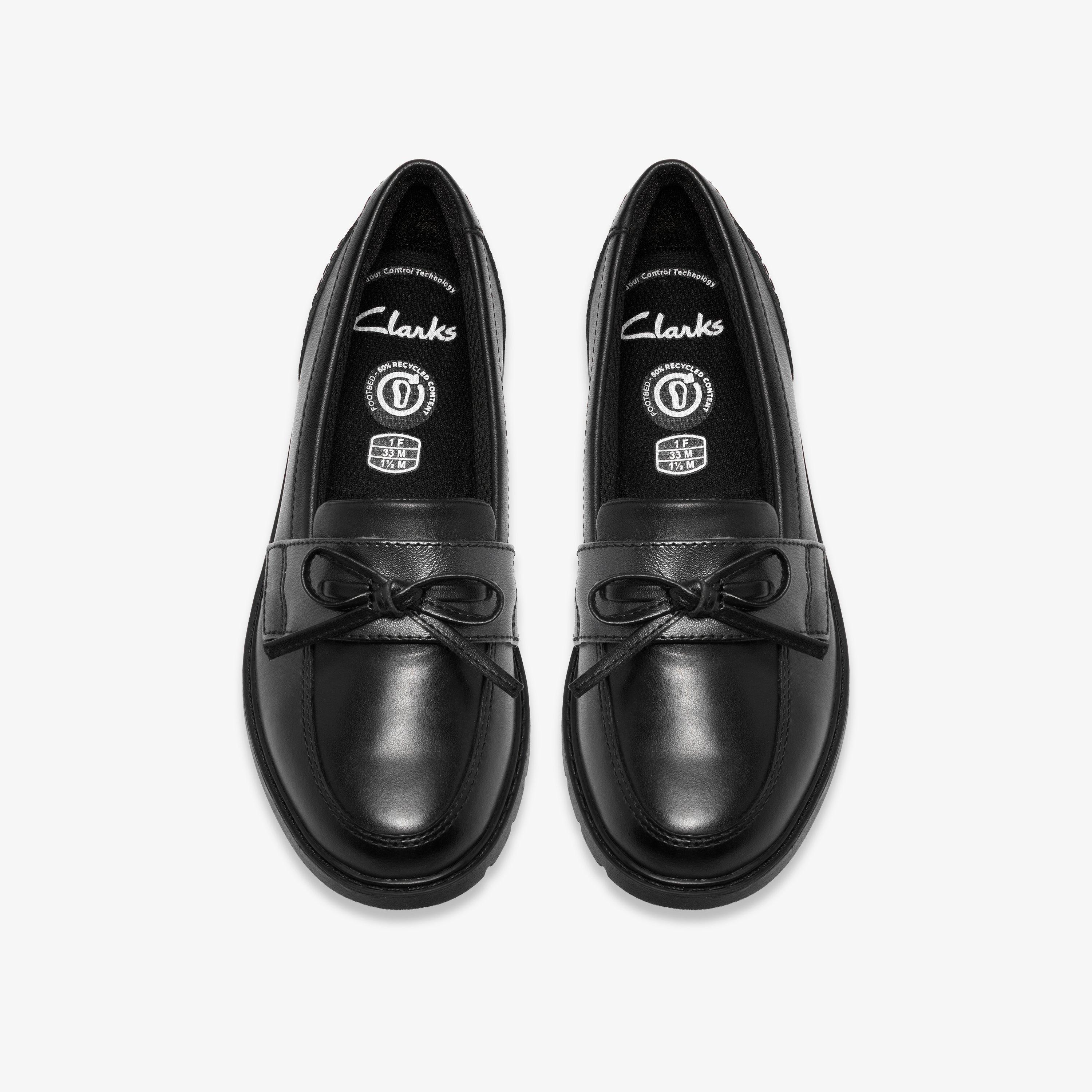 Girls Scala Lane Older Black Leather Shoes Loafers | Clarks