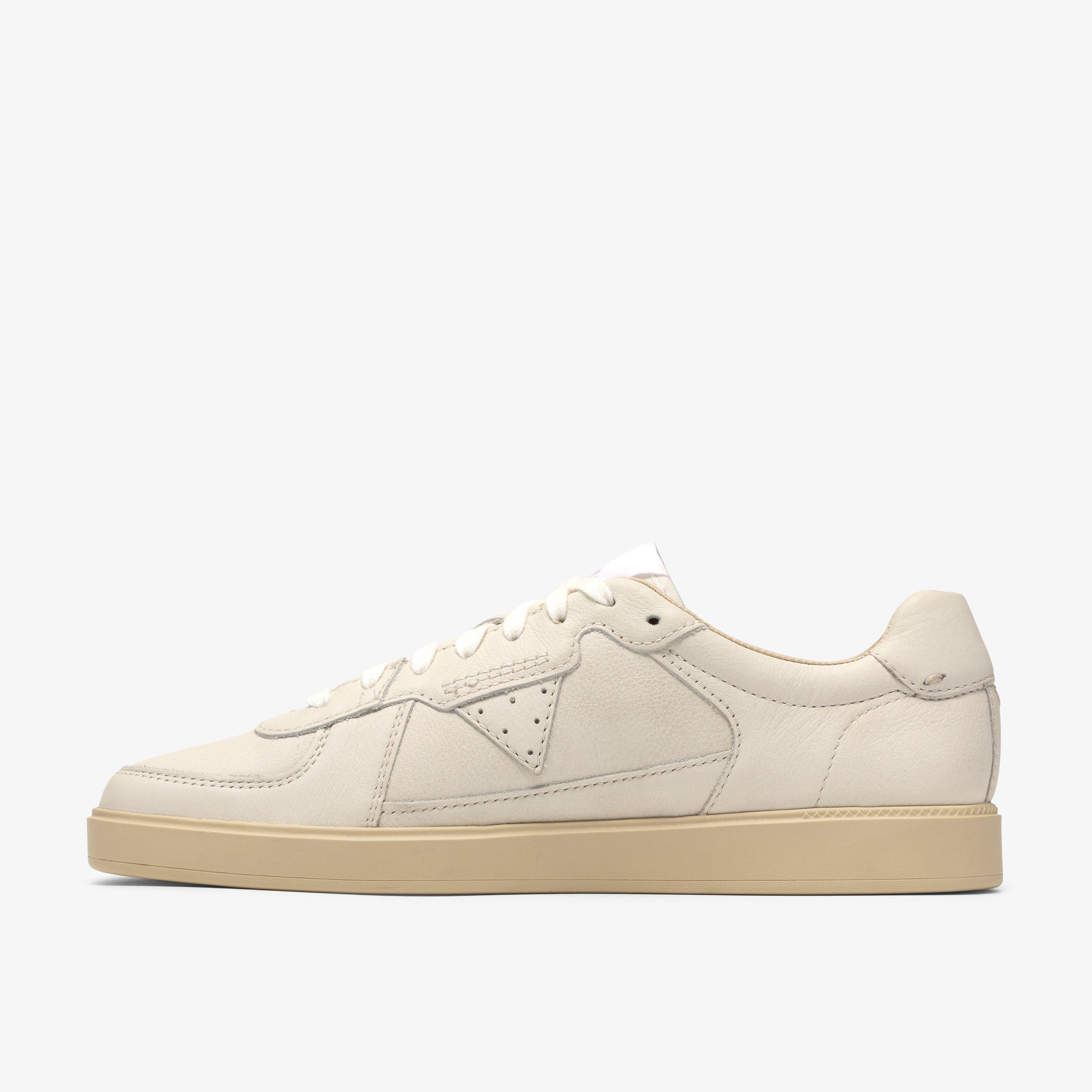 Mens Craft Pro Off White Leather Trainers, Lace Up | Clarks
