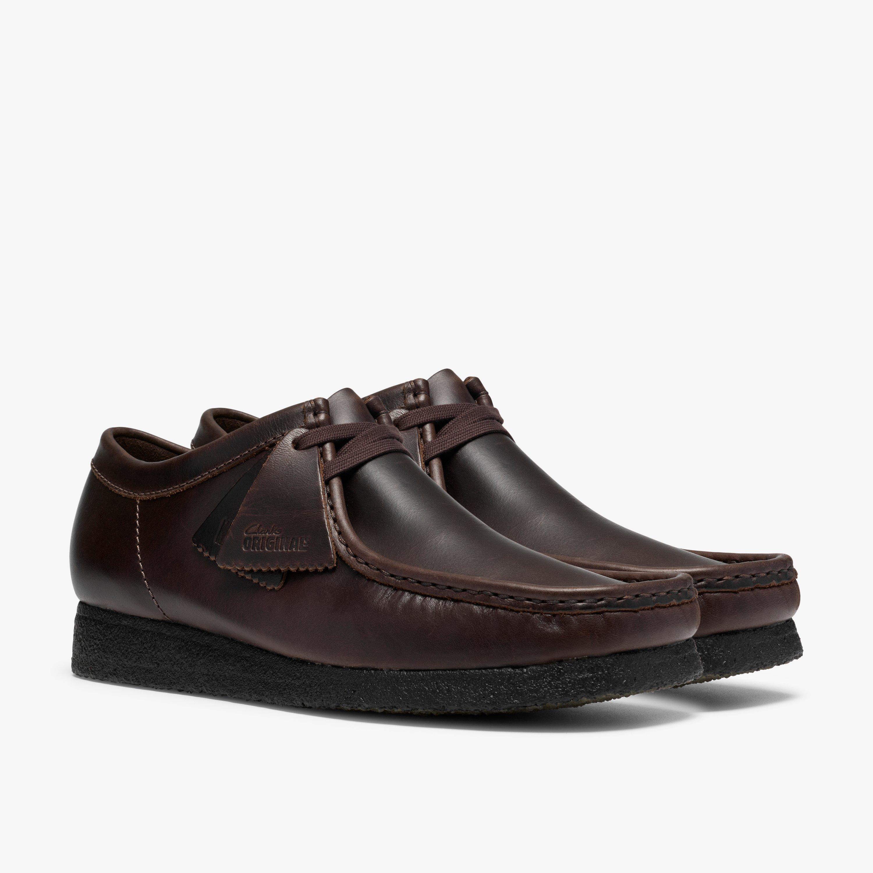 Mens Wallabee Black/Brown Leather Shoes Wallabee, Lace Up | Clarks
