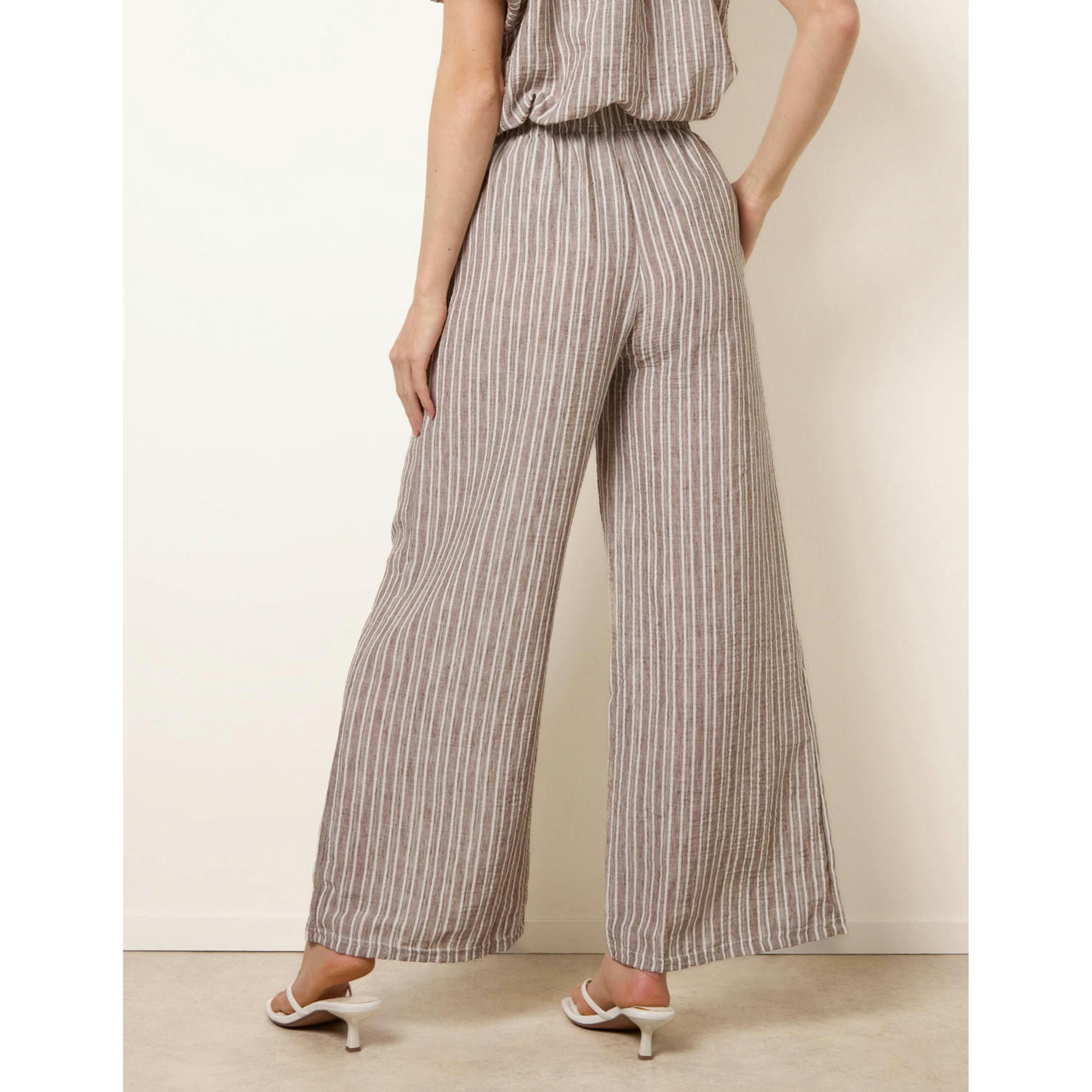 Blue Vanilla Tie Waist Stripe Wide Leg Trousers in Brown | Clarks UK