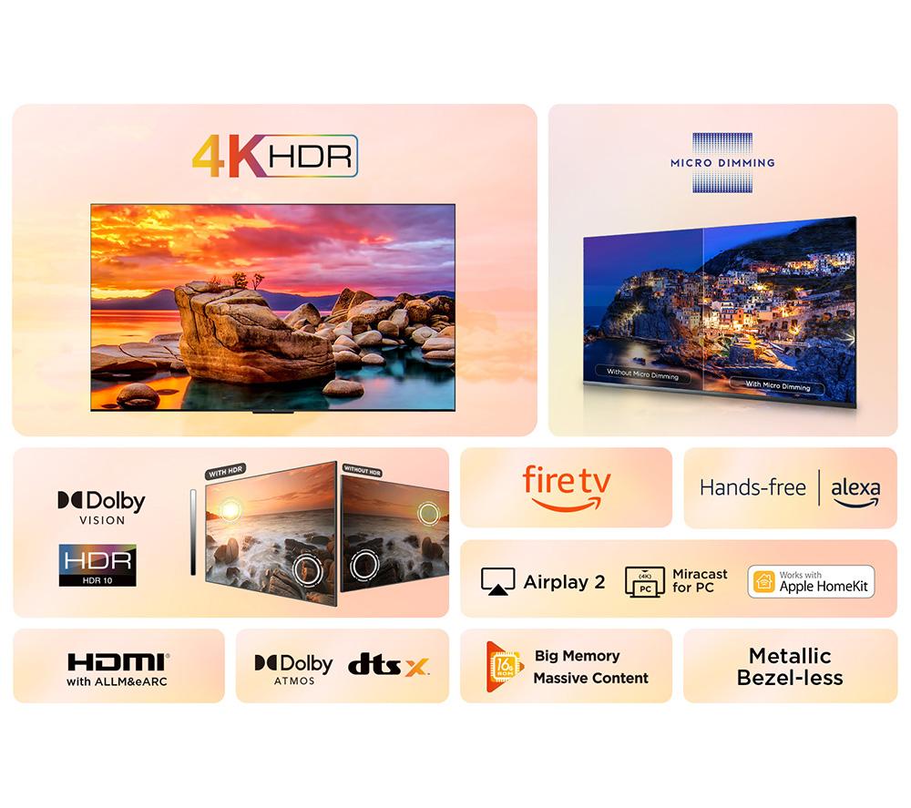 TCL PF650K 43" LED 4K HDR Smart Fire TV with Freely - 43PF650K | Currys