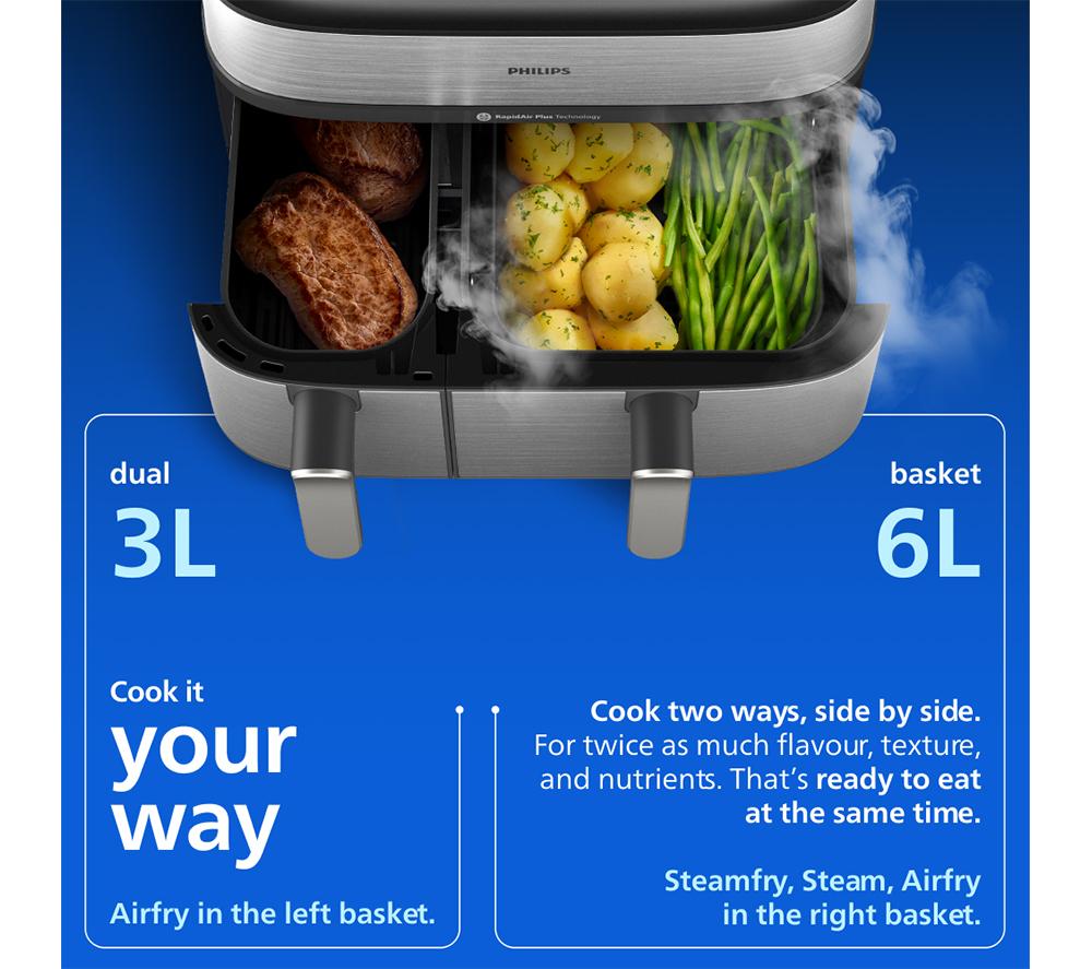 Buy PHILIPS 5000 Series 9L NA555/09 Dual Basket Steam Air Fryer ...