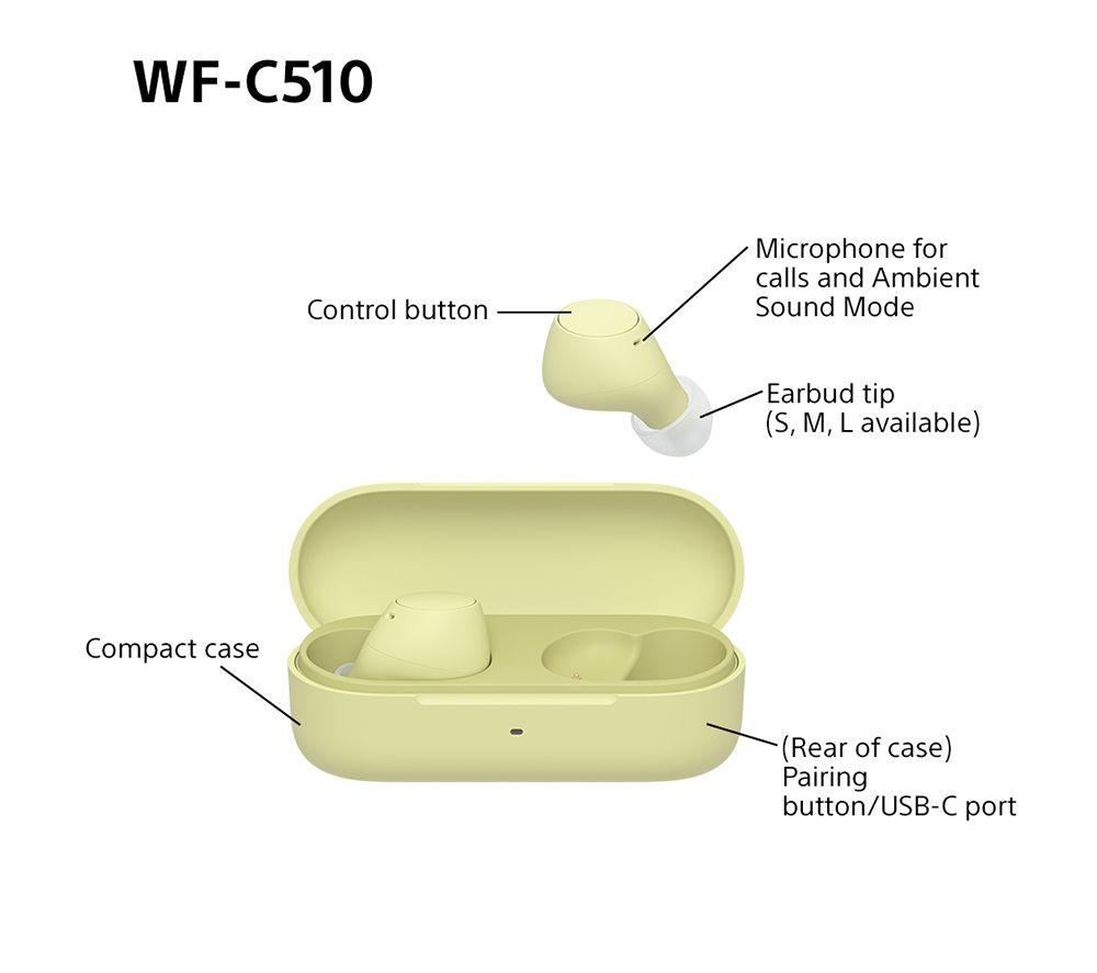 Buy SONY WF-C510 Wireless Bluetooth Earbuds - Yellow | Currys