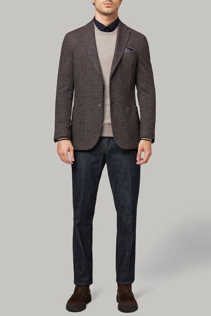 Shop Boggi Milano Dark Brown Diagonal Jersey Jacket For Men - Slim ...