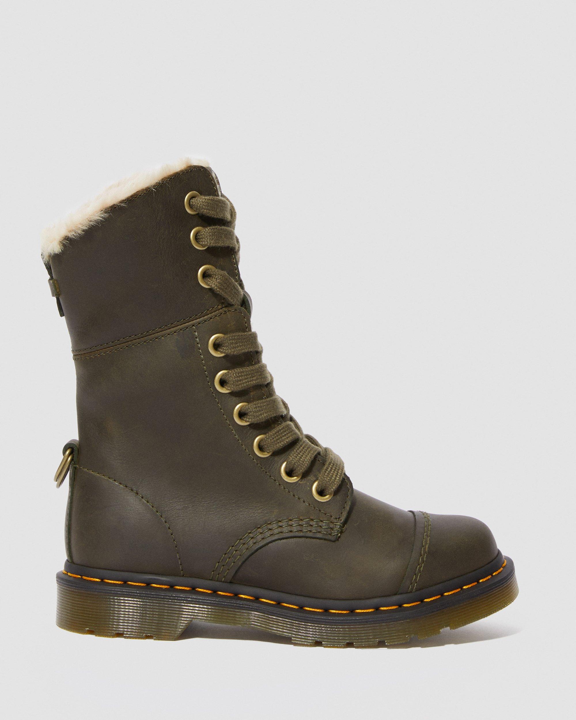Fur-Lined Aimilita in Olive | Dr. Martens