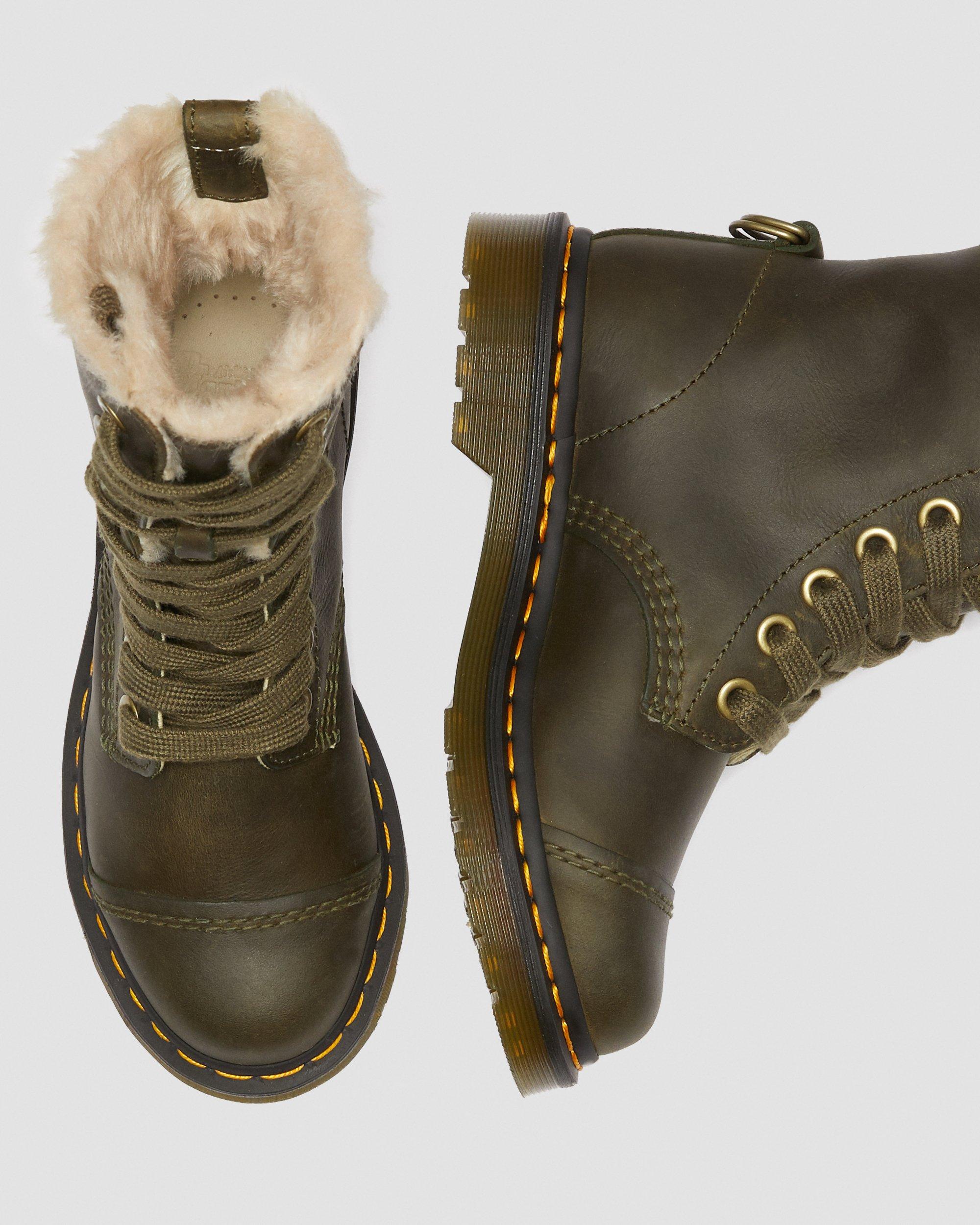 Fur-Lined Aimilita in Olive | Dr. Martens