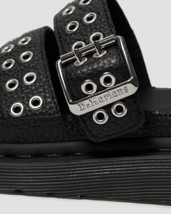 Clarissa II Women's Leather Buckle Sandals in Black Milled Clarissa II Women's Leather Buckle Sandals in Black Milled
