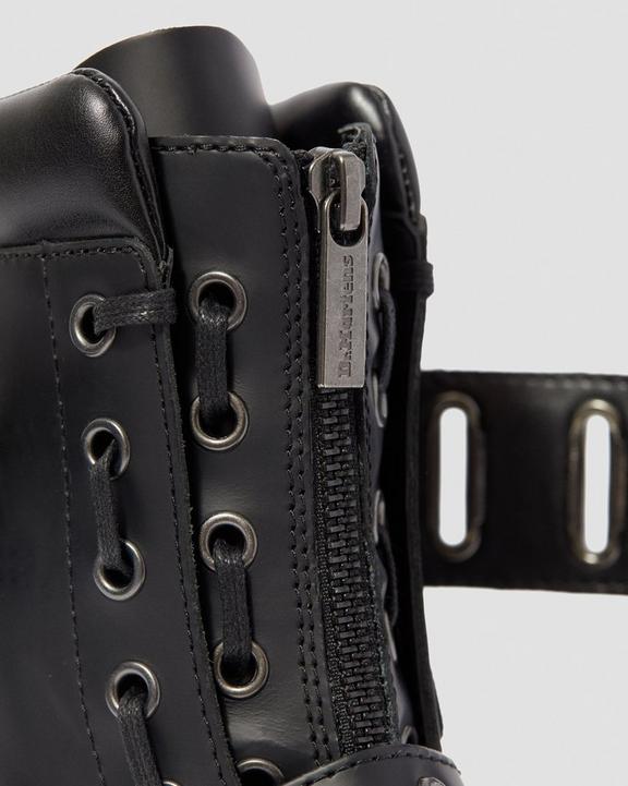 1490 Quynn Smooth Leather Buckle Lace Up Boots in Black | Dr 1490 Quynn Smooth Leather Buckle Lace Up Boots in Black | Dr