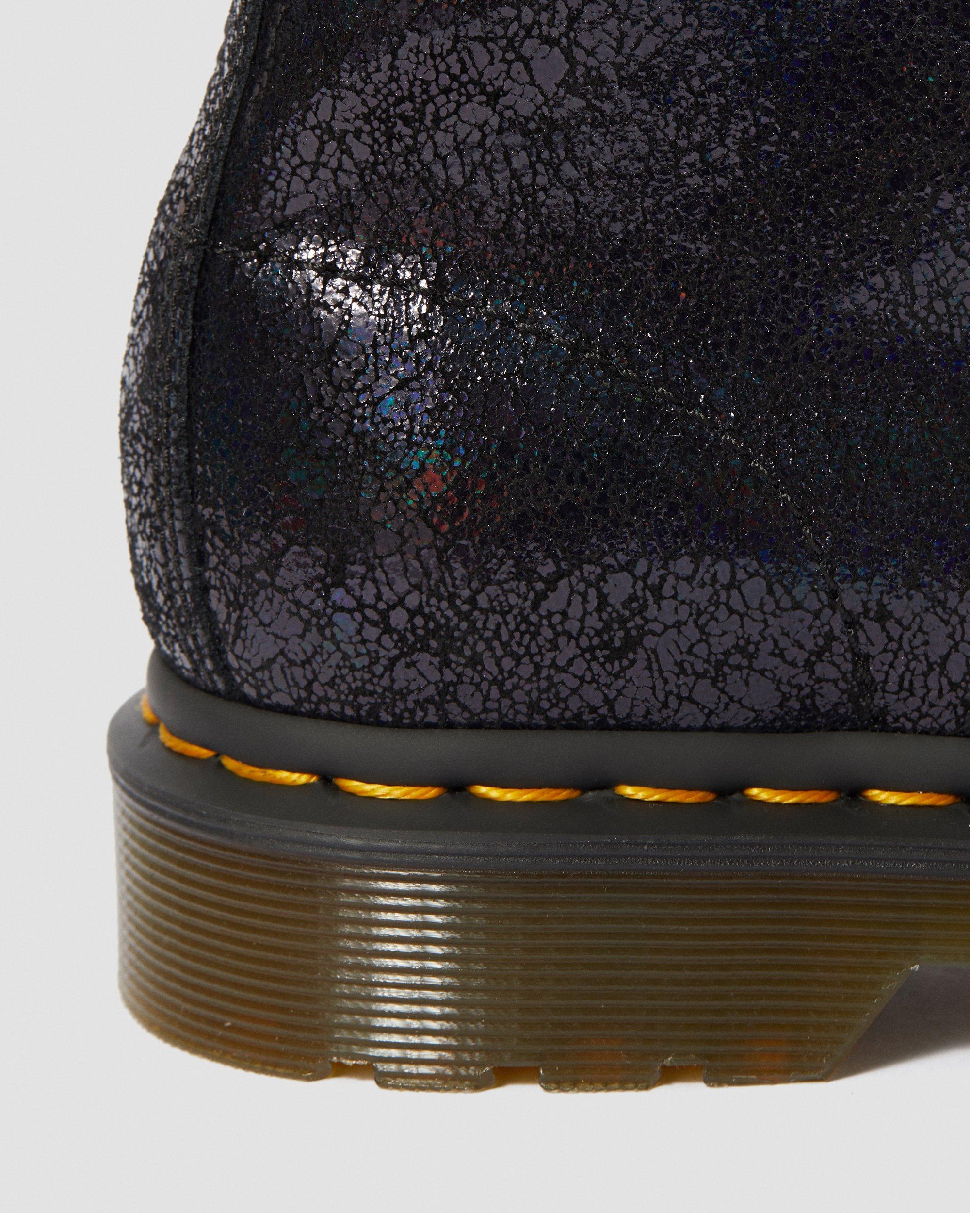 1460 Pascal Metallic Leather Lace Up Boots in Black | Dr. Martens