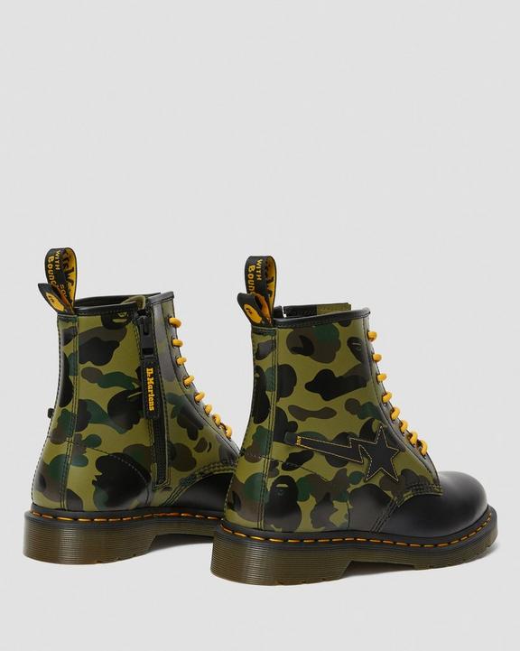 1460 Bape Leather Zip Lace Up Boots in Khaki | Dr. Martens 1460 Bape Leather Zip Lace Up Boots in Khaki | Dr. Martens