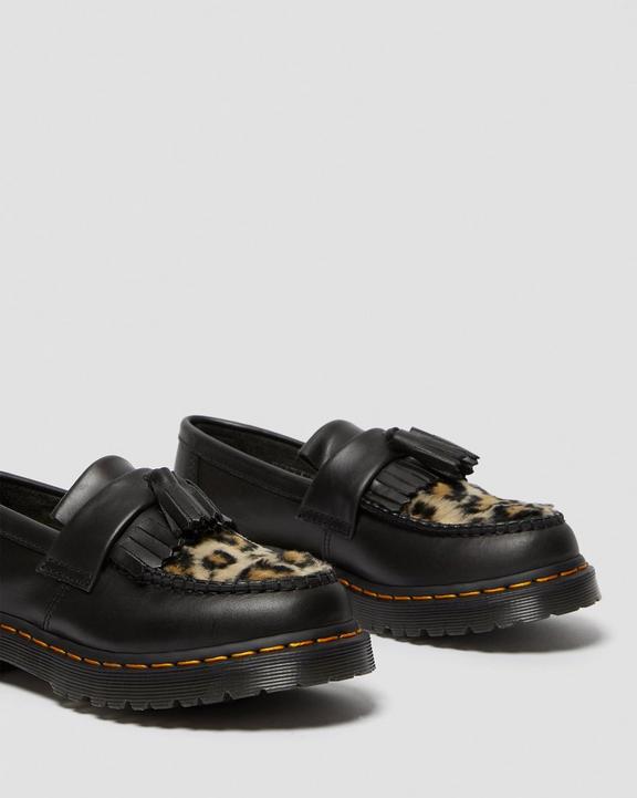 Adrian Leopard Faux Fur Tassel Loafers in Dark Grey | Dr Adrian Leopard Faux Fur Tassel Loafers in Dark Grey | Dr