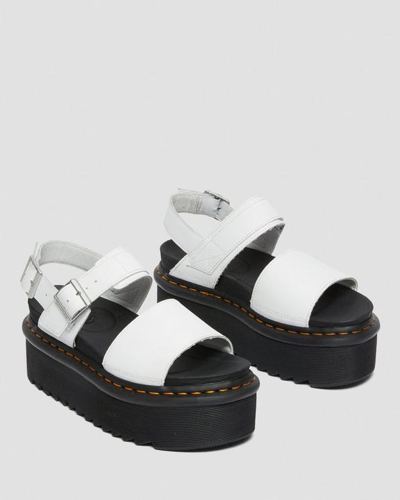 Voss Women's Leather Strap Platform Sandals in White | Dr Voss Women's Leather Strap Platform Sandals in White | Dr