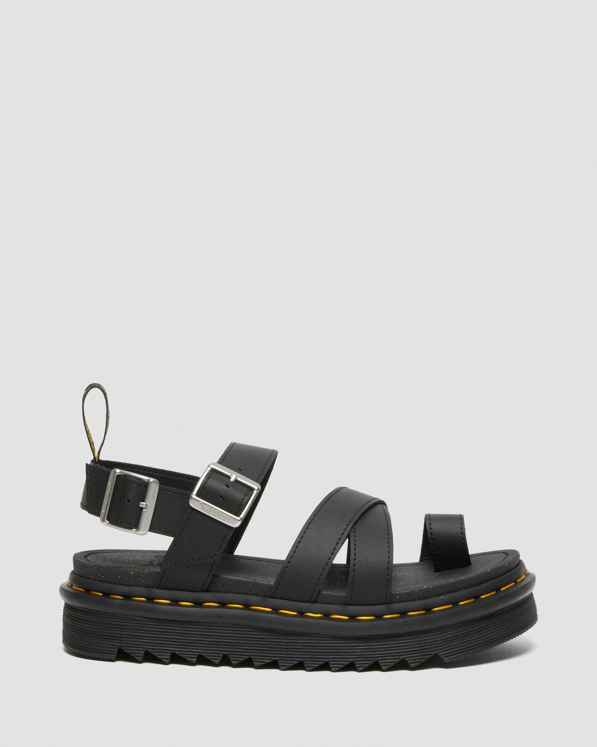 Avry Hydro Leather Strap Sandals in Black | Dr. Martens