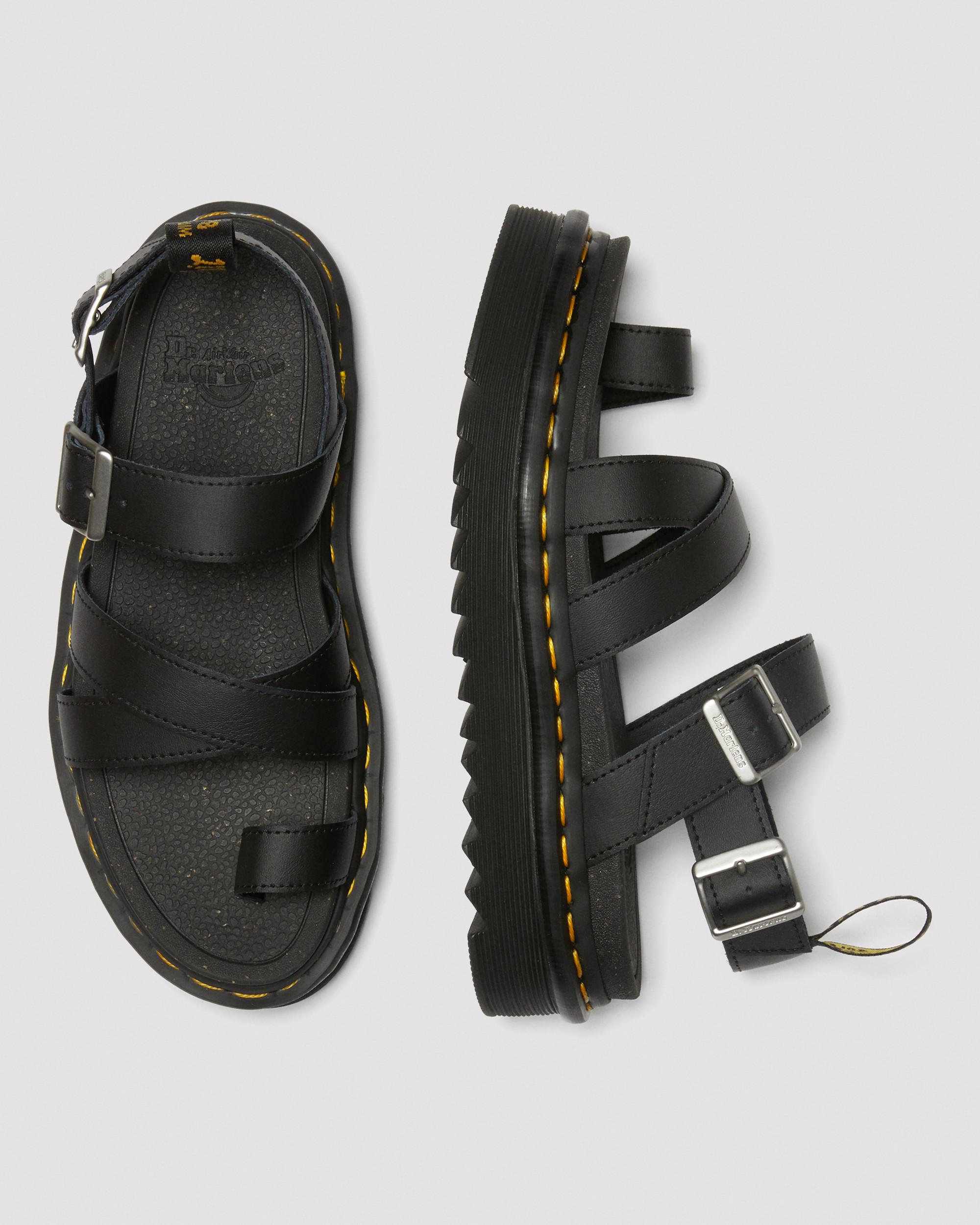 Avry Hydro Leather Strap Sandals in Black | Dr. Martens