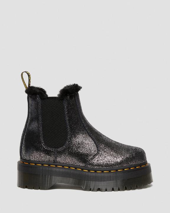 2976 Faux Fur-Lined Metallic Platform Chelsea Boots in Black 2976 Faux Fur-Lined Metallic Platform Chelsea Boots in Black
