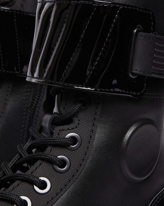 Audrick 10-Eye Alternative Leather Lace Up Boots in Black Audrick 10-Eye Alternative Leather Lace Up Boots in Black