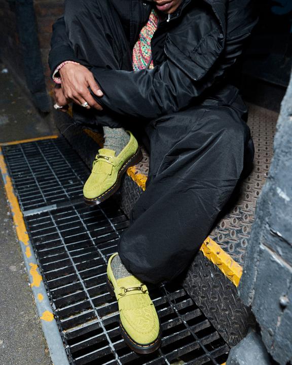 Adrian Snaffle Repello Emboss Suede Kiltie Loafers in Moss Adrian Snaffle Repello Emboss Suede Kiltie Loafers in Moss