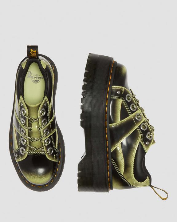 5-Eye Max Distressed Leather Platform Shoes in Lime Green 5-Eye Max Distressed Leather Platform Shoes in Lime Green