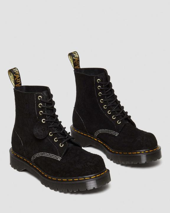 1460 Made in England Emboss Suede Lace Up Boots in Black 1460 Made in England Emboss Suede Lace Up Boots in Black